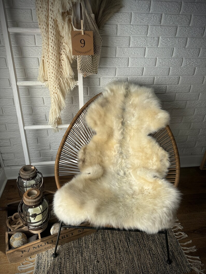 Follkee Melerade Sheepskin Rug Throw Fur Rug, Natural Sheepskin, Real ...