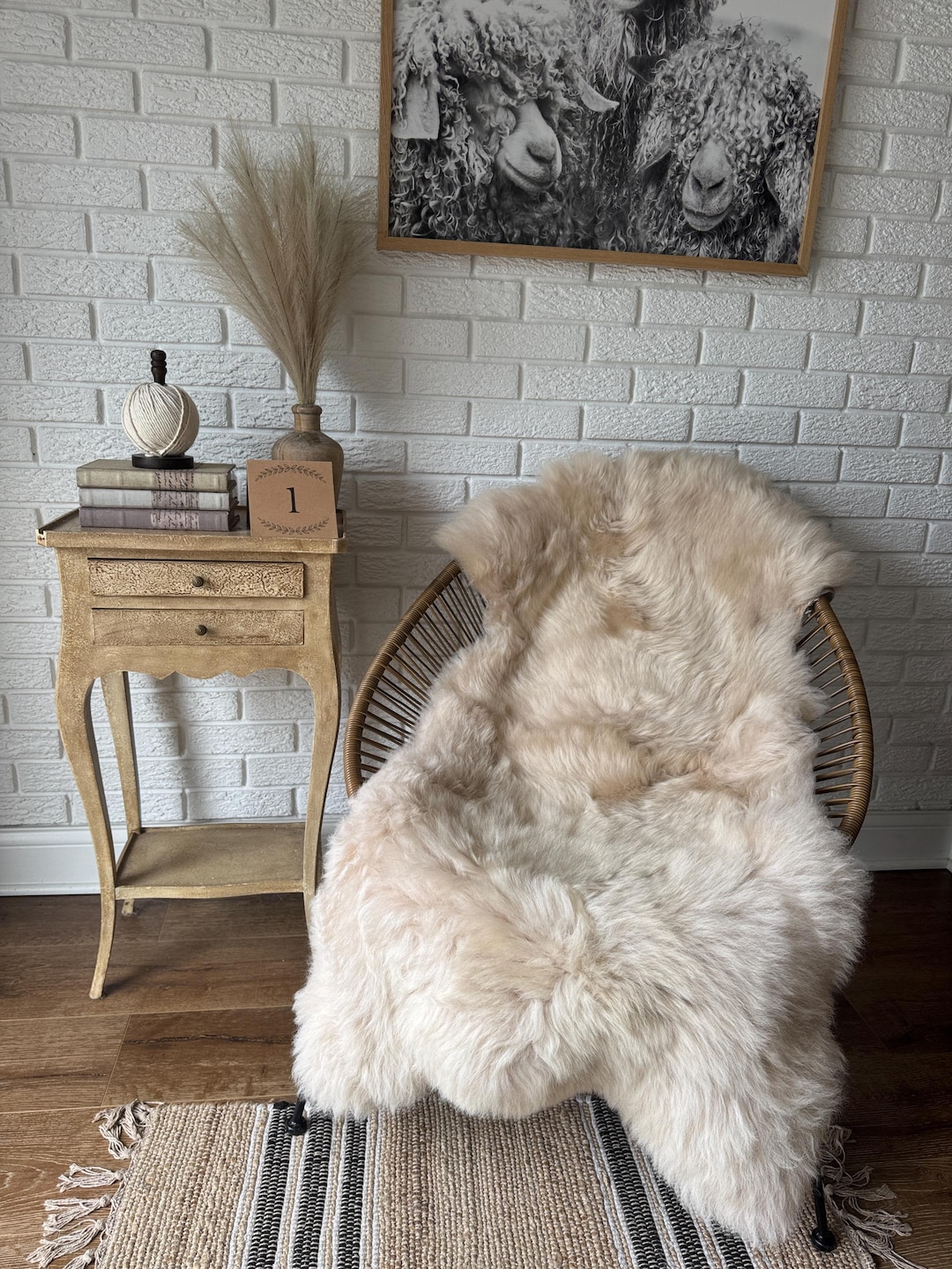 Follkee Unique Sheepskin Rug, Throw Rug, Sheepskin Rug Throw, Natural ...