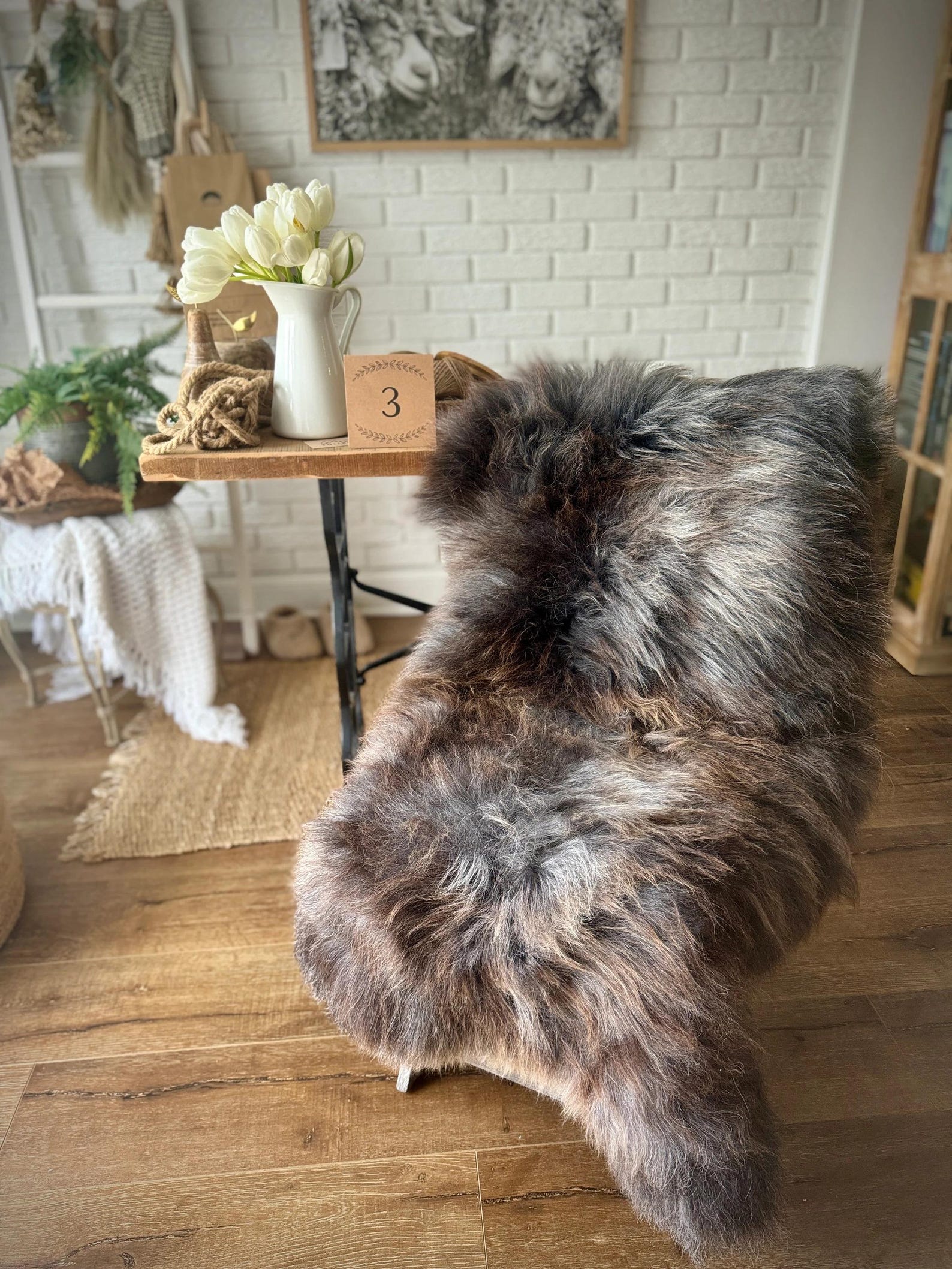 Follkee Melerade Sheepskin Rug Throw Fur Rug, Natural Sheepskin, Real ...