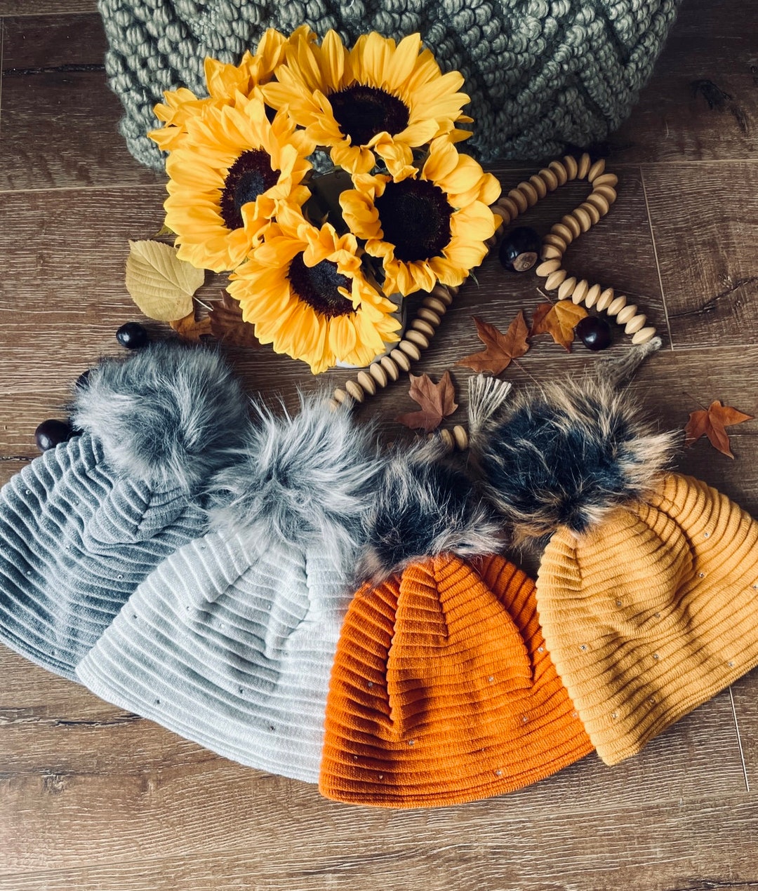 Fur Fluffy Pompom Women's Beanie Hat, Fleece Lined, Women Fall/winter ...