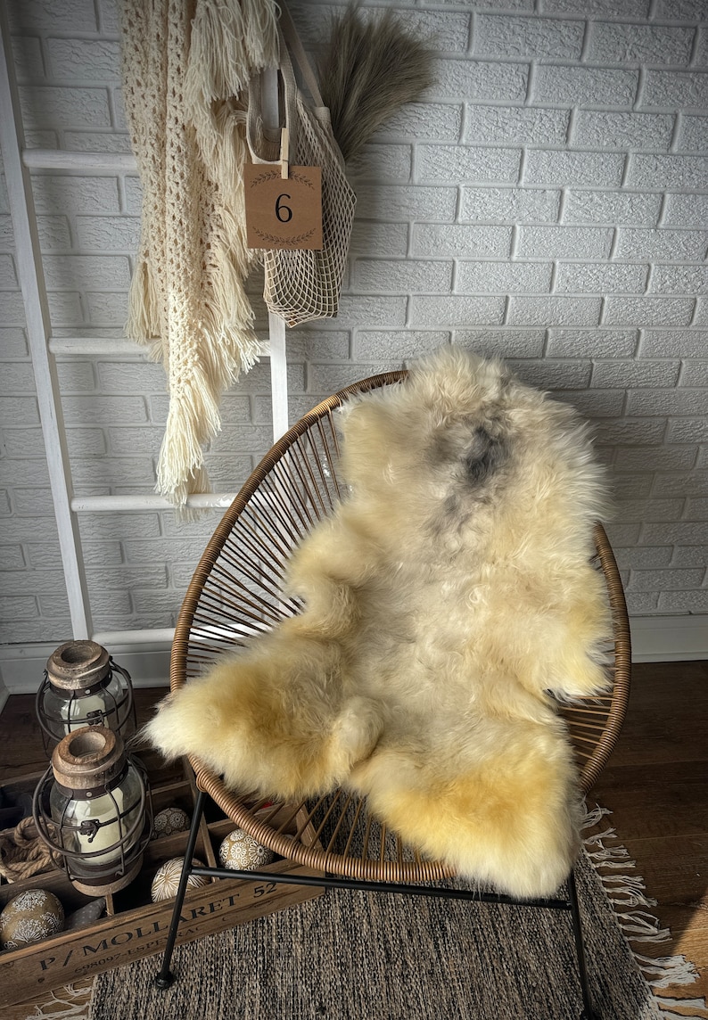 Follkee Melerade Sheepskin Rug Throw Fur Rug, Natural Sheepskin, Real ...