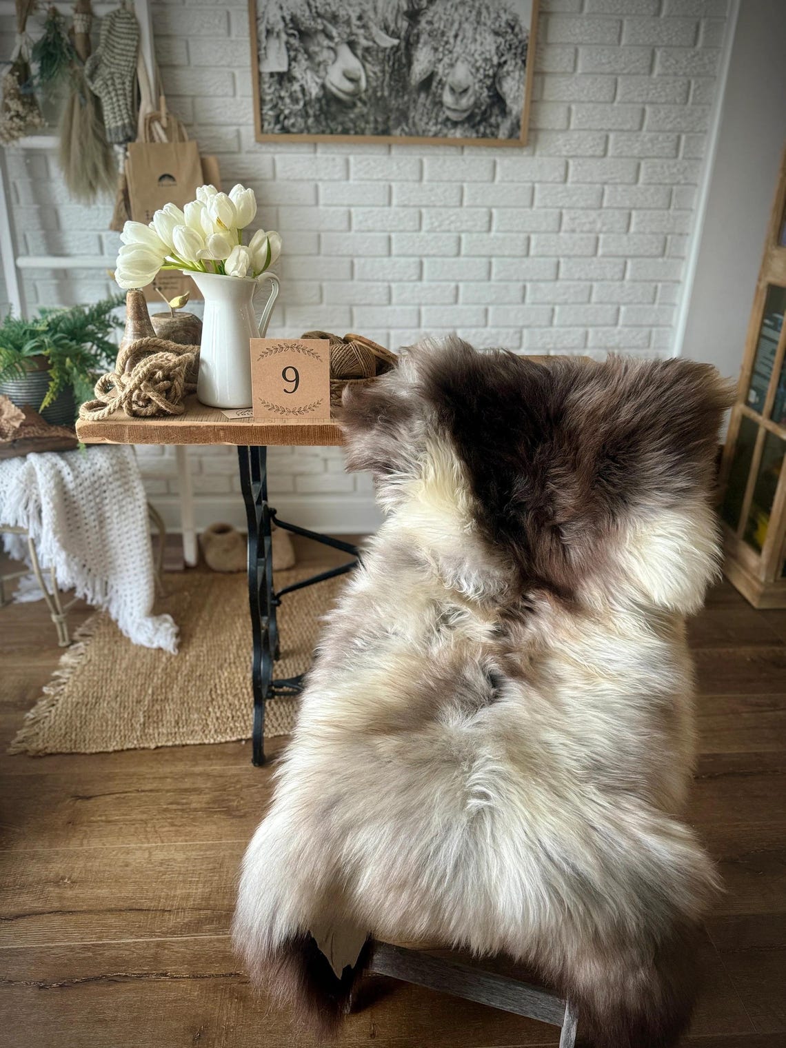 Follkee Melerade Sheepskin Rug Throw Fur Rug, Natural Sheepskin, Real ...