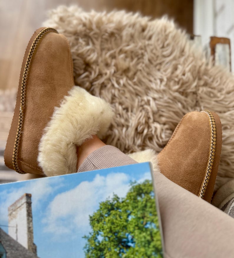 Cozy Moccasin Slippers Sheepskin Merino Wool Slippers, House Shoes ...