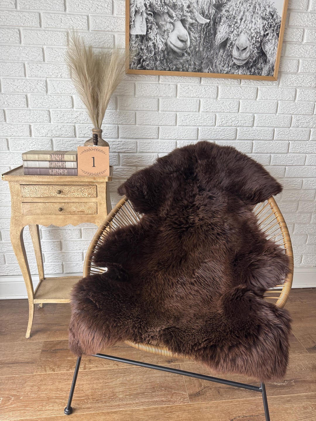 Follkee Sheepskin Rug American Jacob, Premium Quality Sheepskin Blanket ...