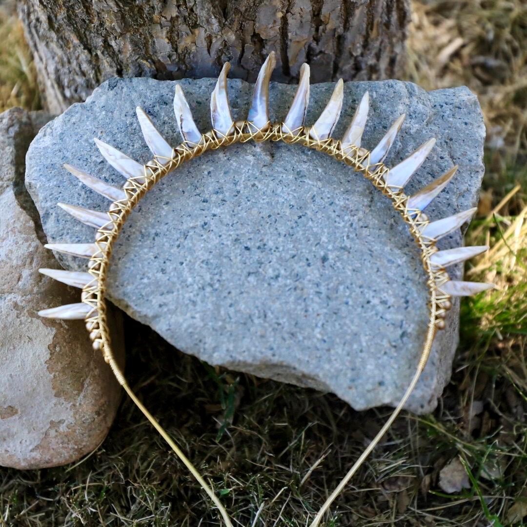Ivory Shell Tiara Crown | Handcrafted Jewelry | Semiprecious Stone ...