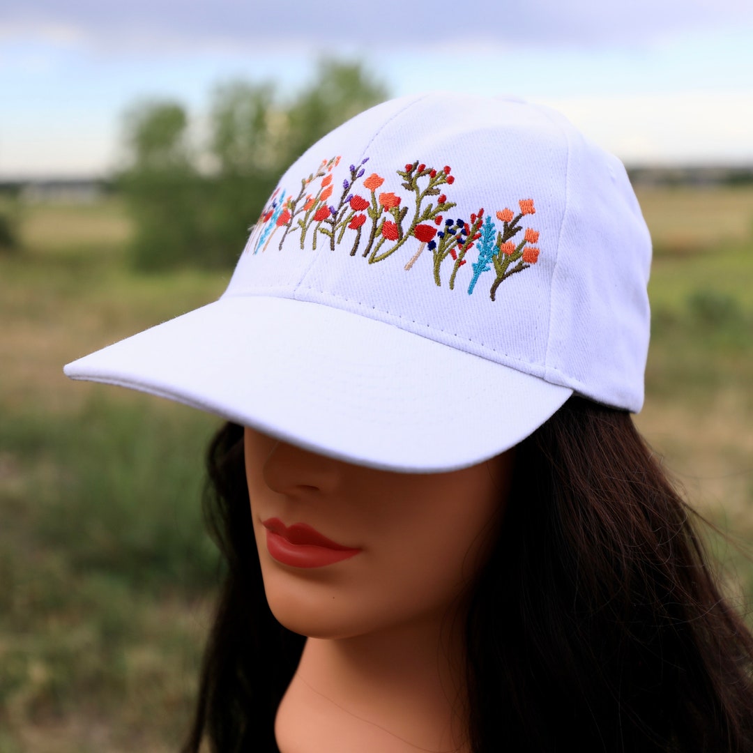 Wildflower Embroidered Cap | Wildflower Hat - Etsy
