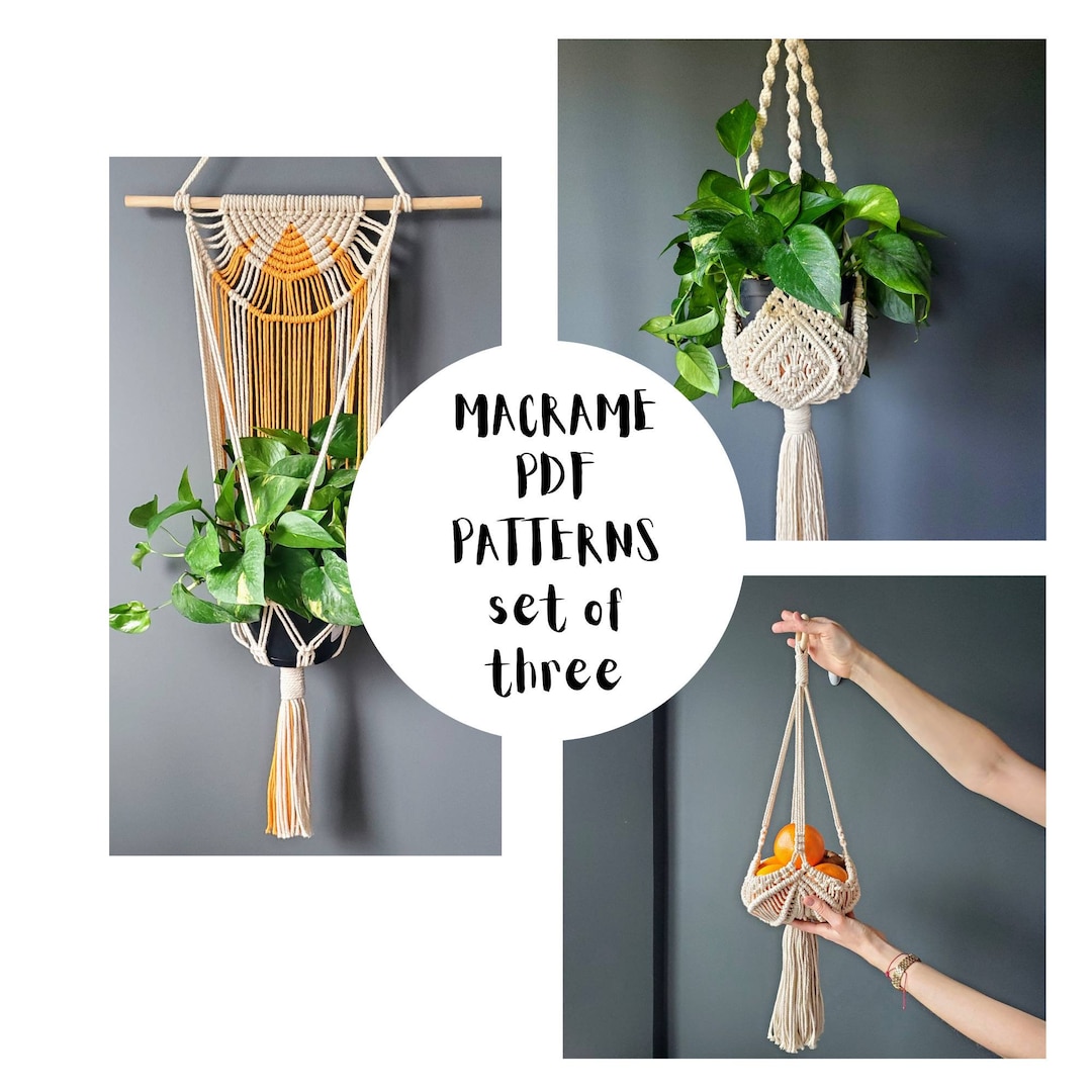 Macrame Plant Hangers - PDF Patterns - Set of 3 Bestselling Digital ...
