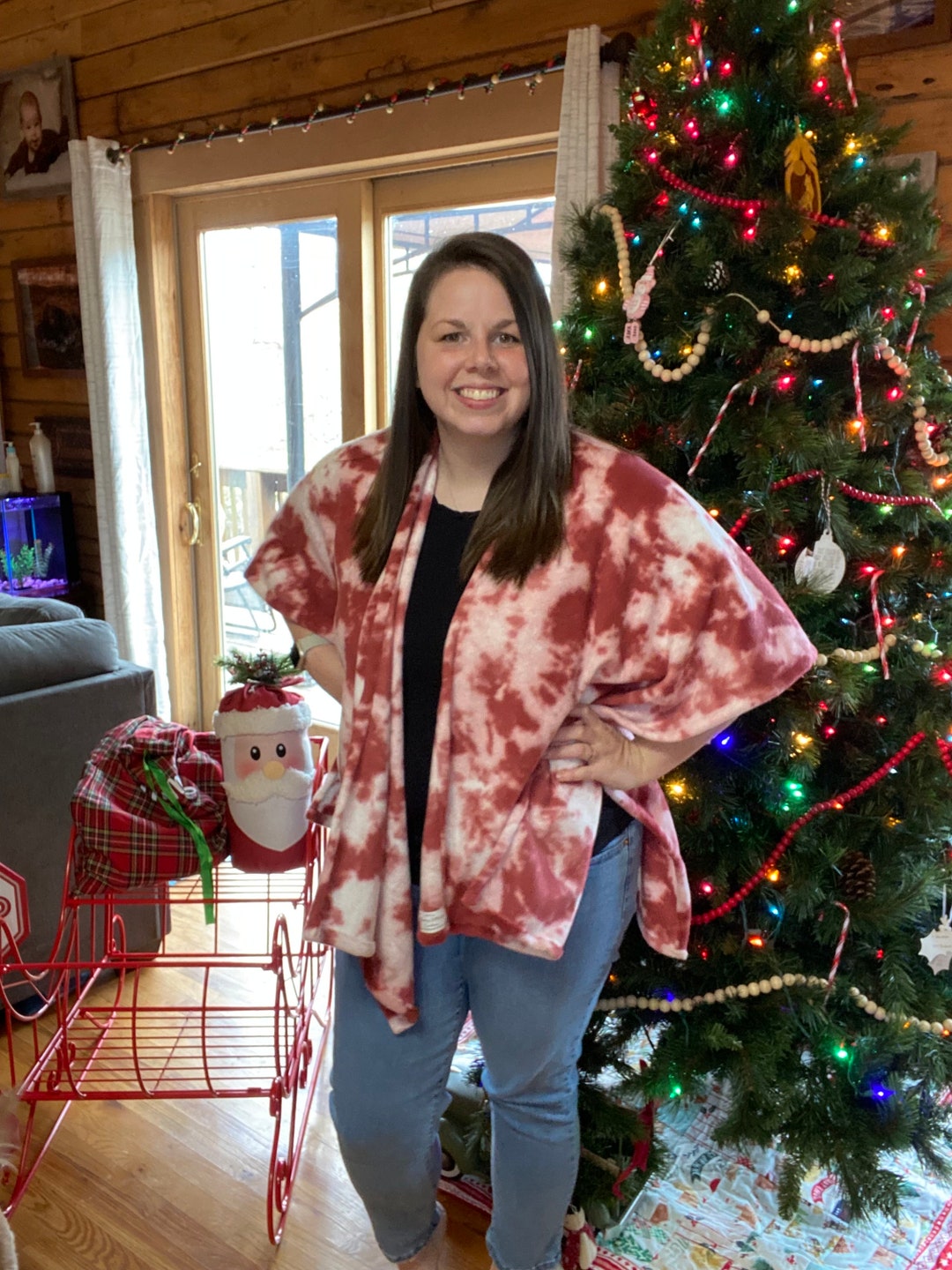 Red and White Shawl, Red and White Blanket Shawl, Tiedye Blanket Shawl ...