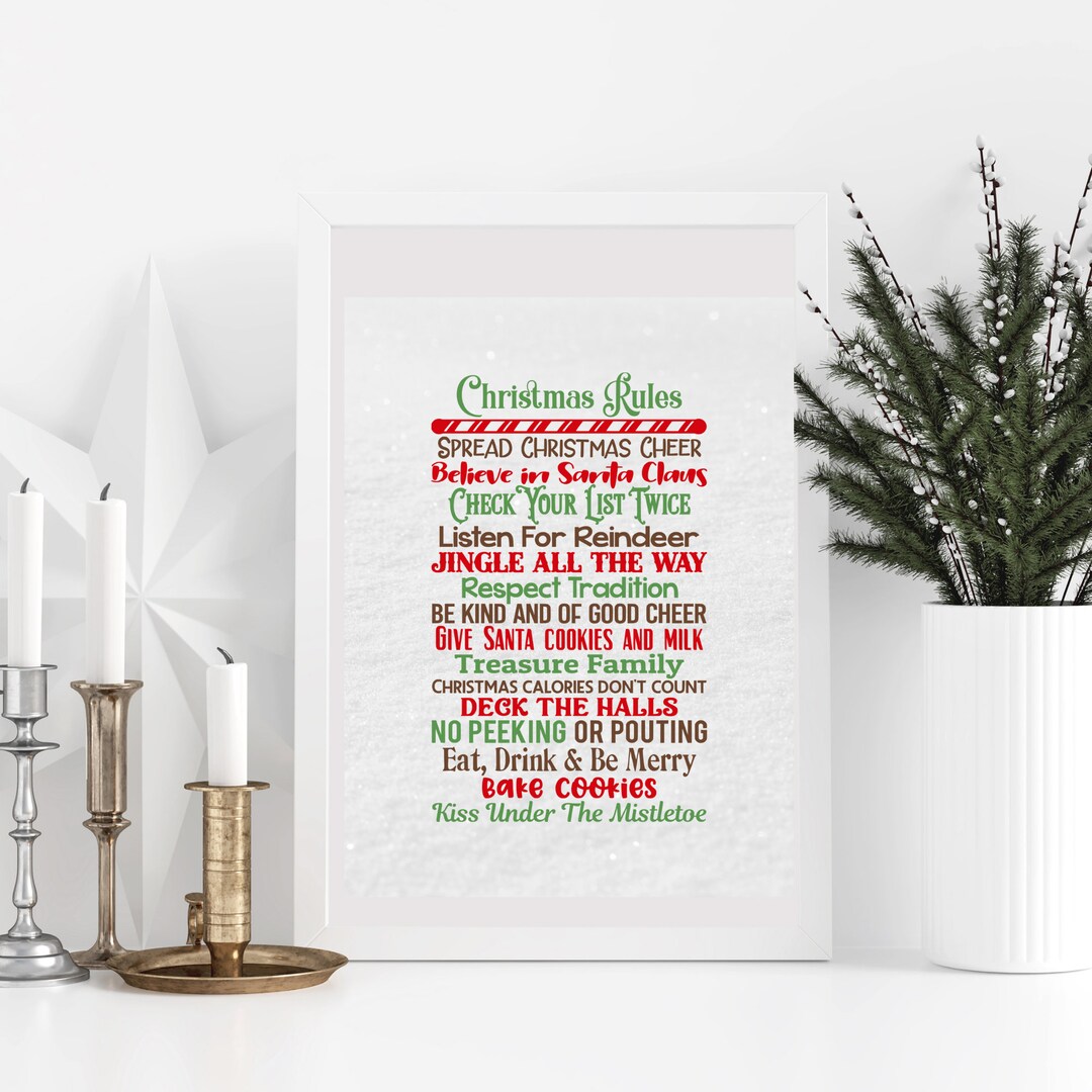 Christmas Rules Printable, Christmas Decor - Etsy