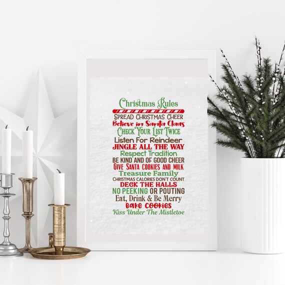 Christmas Rules Printable Christmas Decor | Etsy