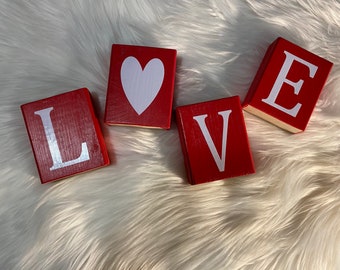 Wooden Love Blocks, Rustic Blocks Decor, Valentine's Day Decor - Etsy