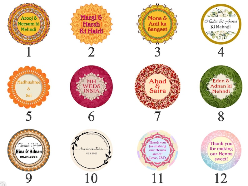 Desi Wedding Favor Stickers / Mehndi & Shaadi Labels / Indian Pakistani ...