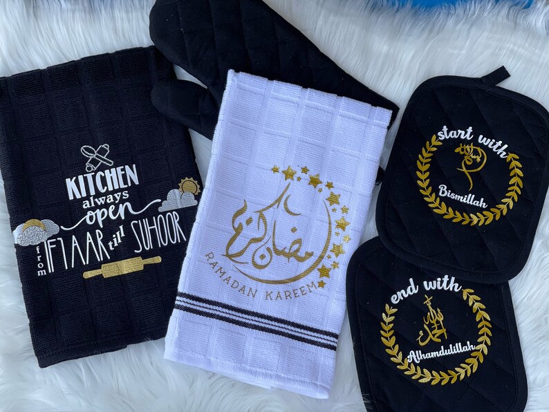 Custom Ramadan Kitchen Towels Pot Holder and Mitt Set / - Etsy