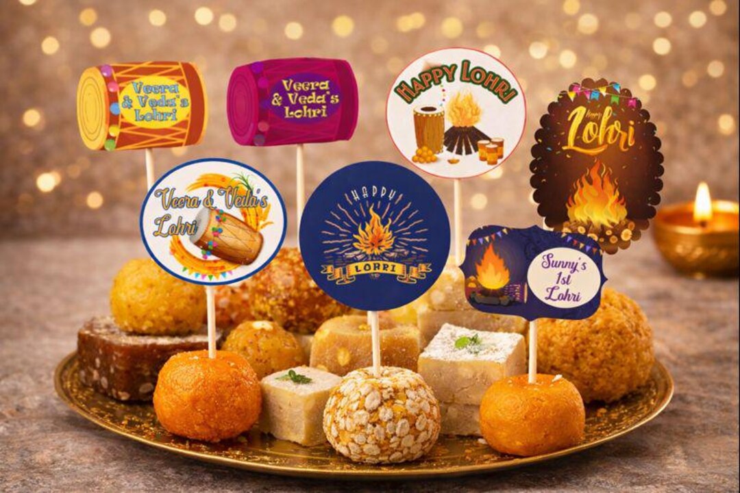 Lohri Mithai Toppers | Set of 12 | Lohri Party Decor | Indian Festival ...