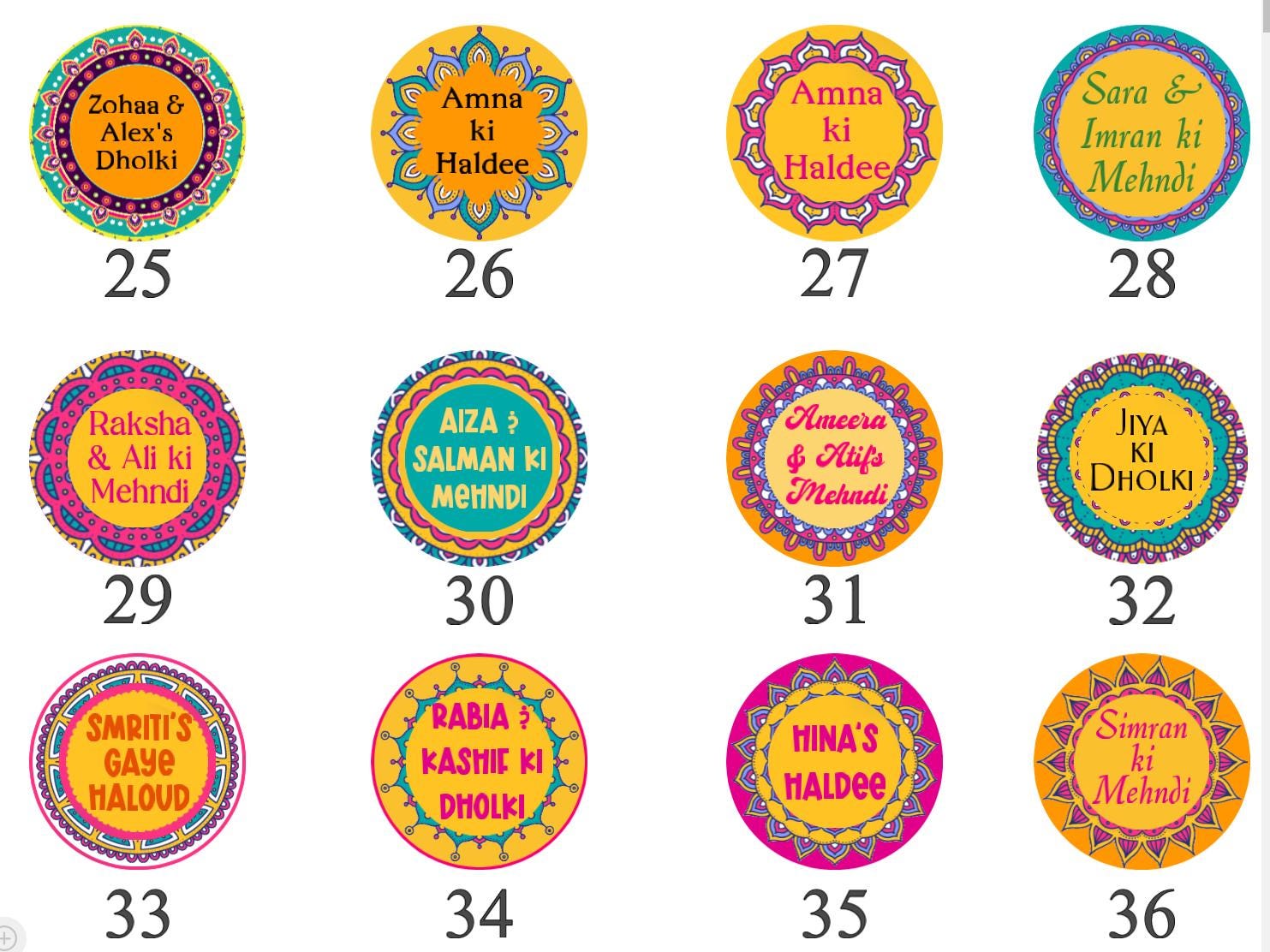 Desi Wedding Favor Stickers / Mehndi & Shaadi Labels / Indian Pakistani ...