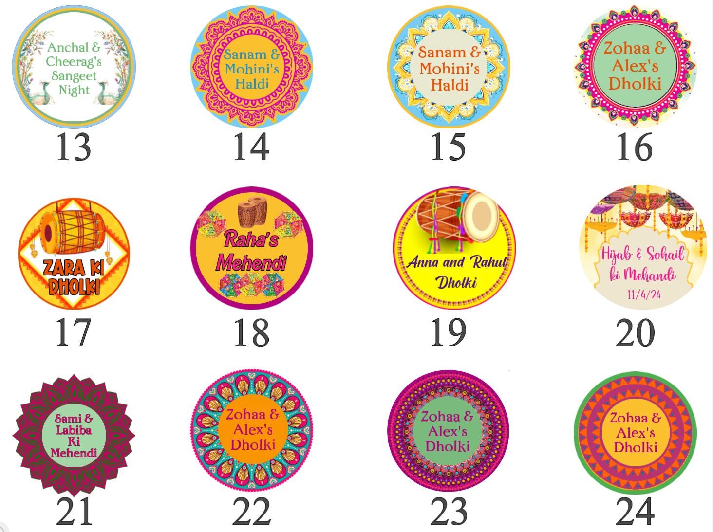 Desi Wedding Favor Stickers / Mehndi & Shaadi Labels / Indian Pakistani ...