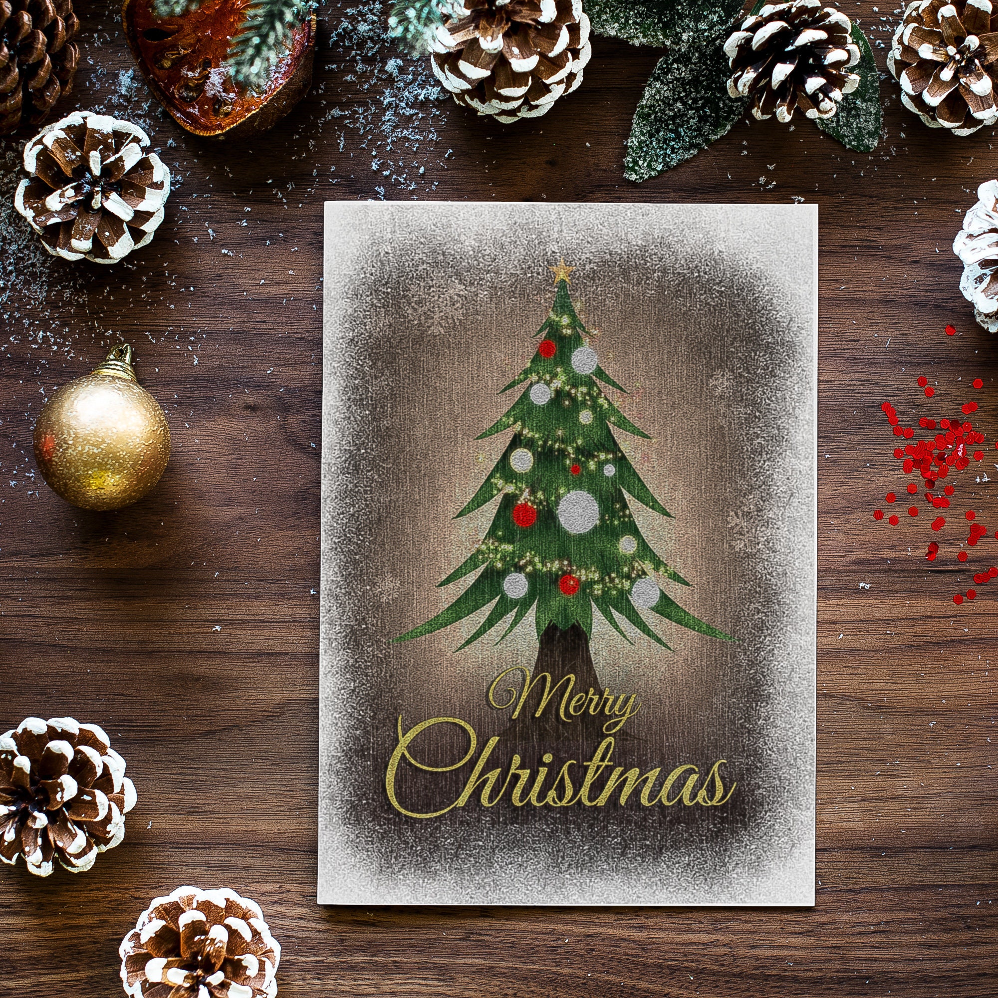 Christmas Greeting Card PRINTABLE, Digital Merry Christmas Card, Xmas ...