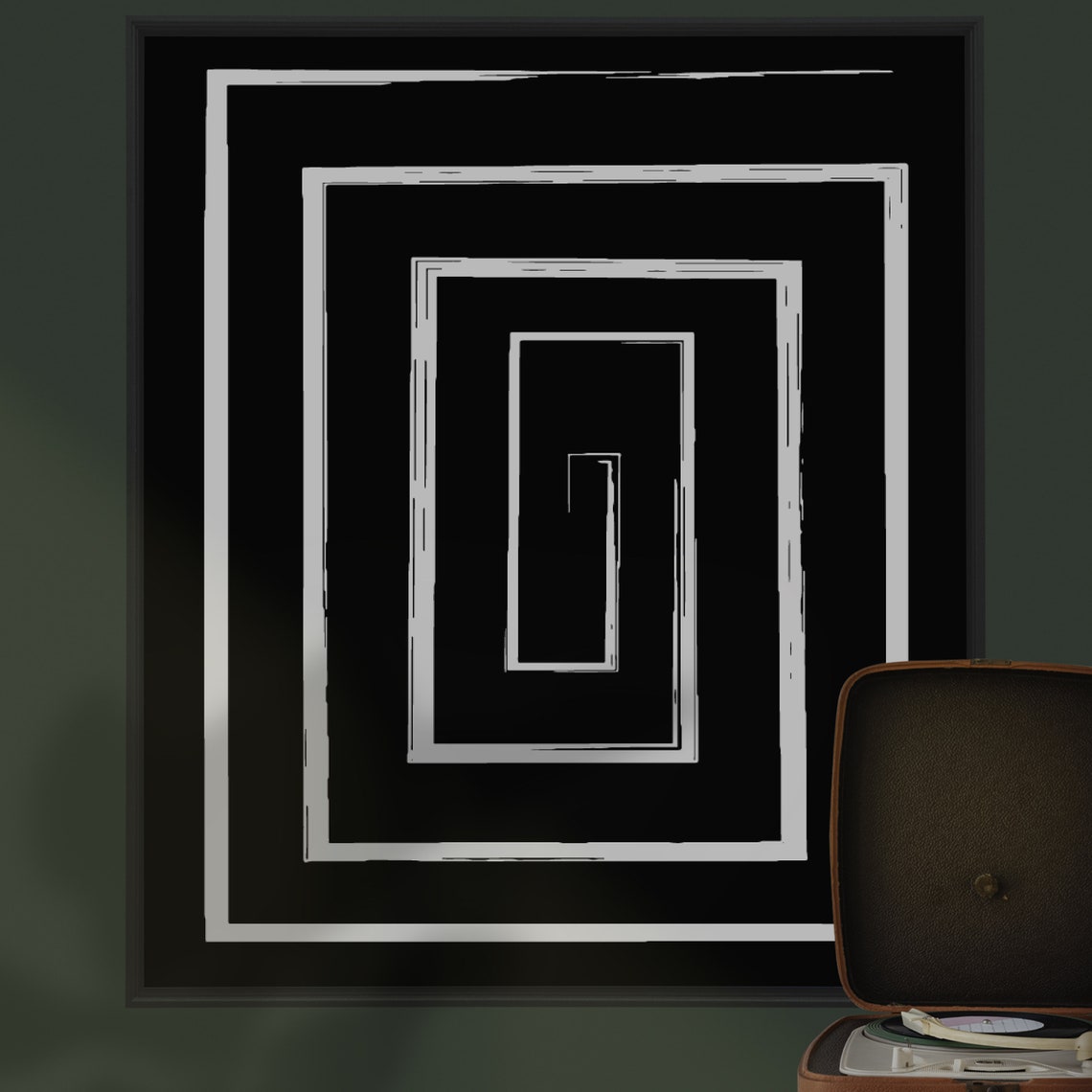 Printable White Rectangular Loop on Black Backgroundinstant DOWNLOAD ...