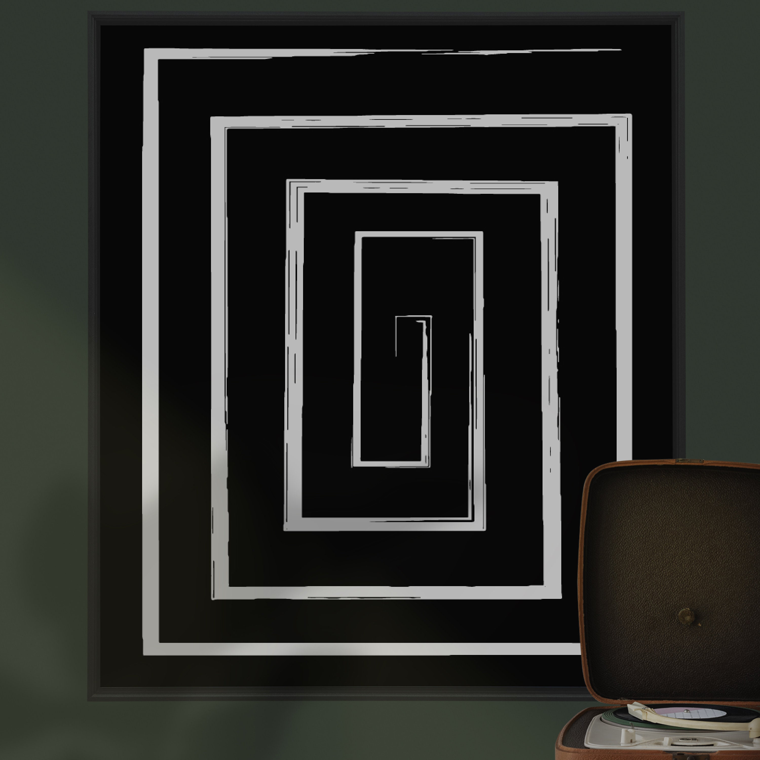 Printable White Rectangular Loop on Black Backgroundinstant DOWNLOAD ...