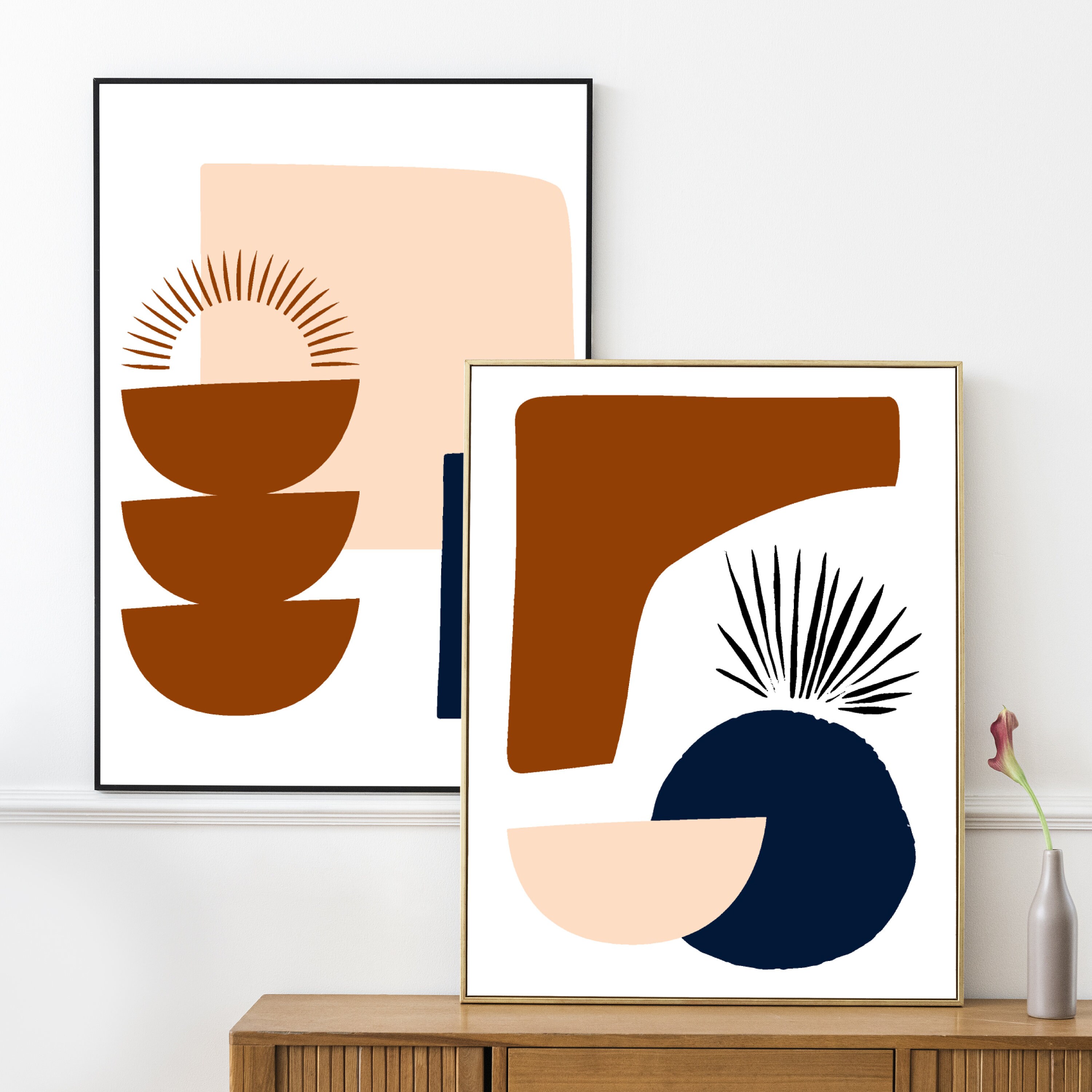 Abstract Pot Shape Art Set of 2 Printterracotta Colors - Etsy UK