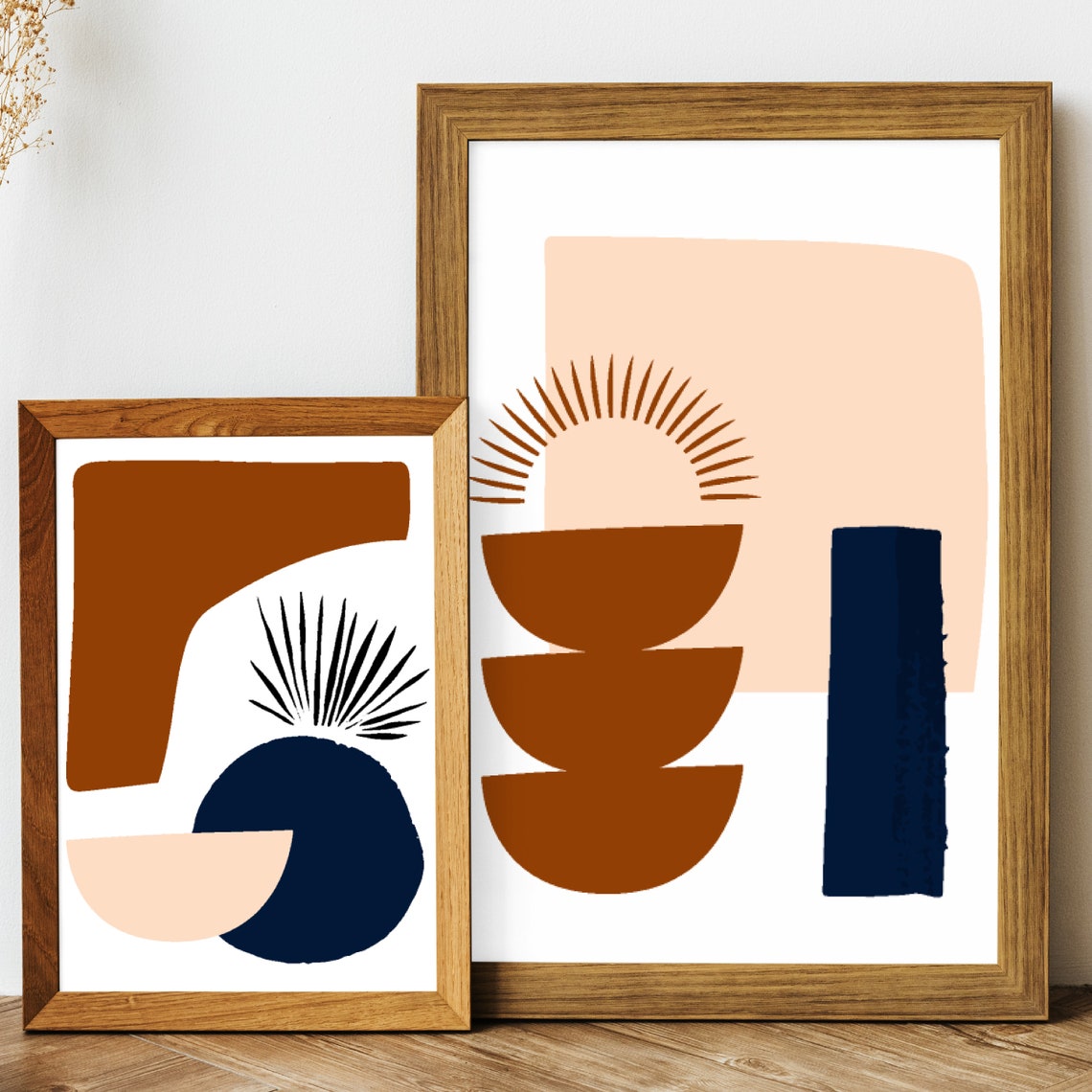 Abstract pot shape art Set of 2 printTerracotta colors | Etsy