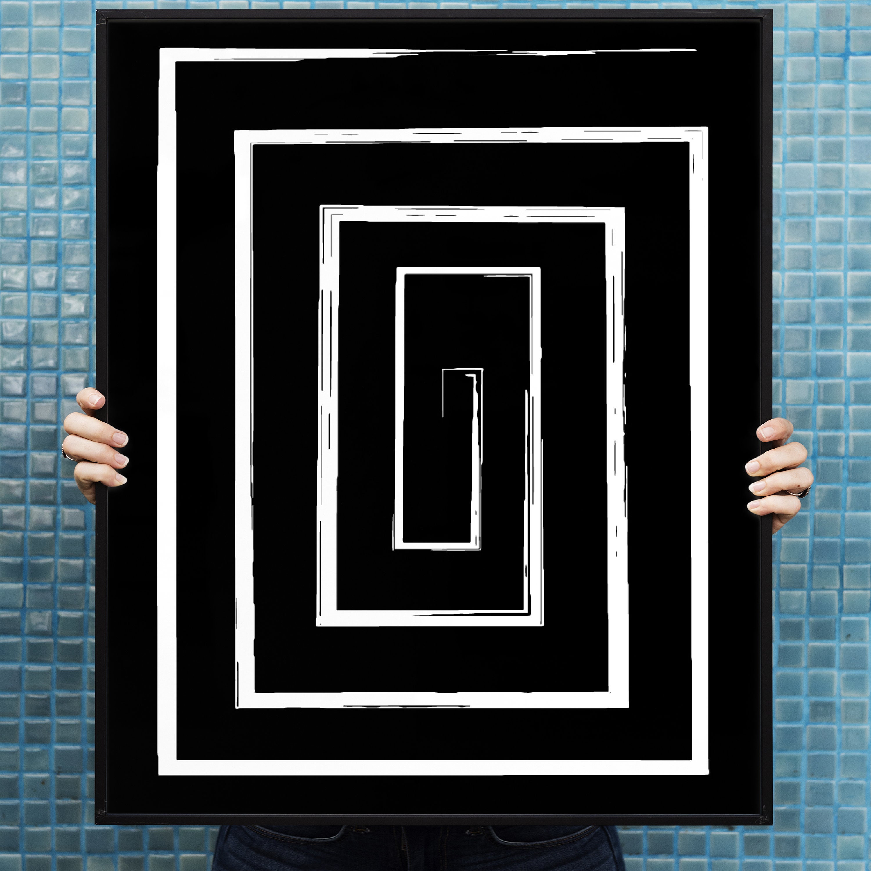 Printable White Rectangular Loop on Black Backgroundinstant DOWNLOAD ...