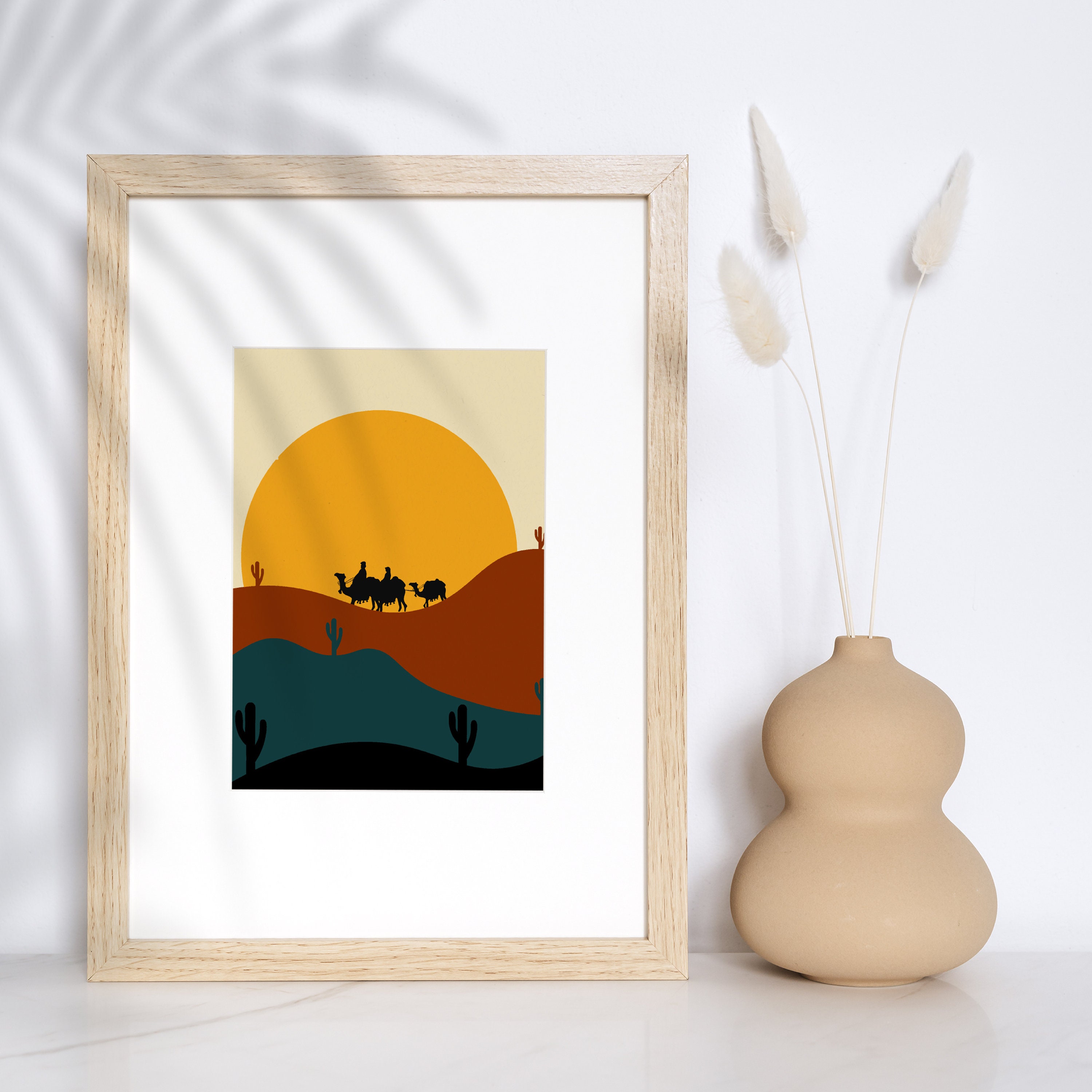 Set of 2desert Camels Wall Print,desert Wild Animal Kids Room,abstract ...