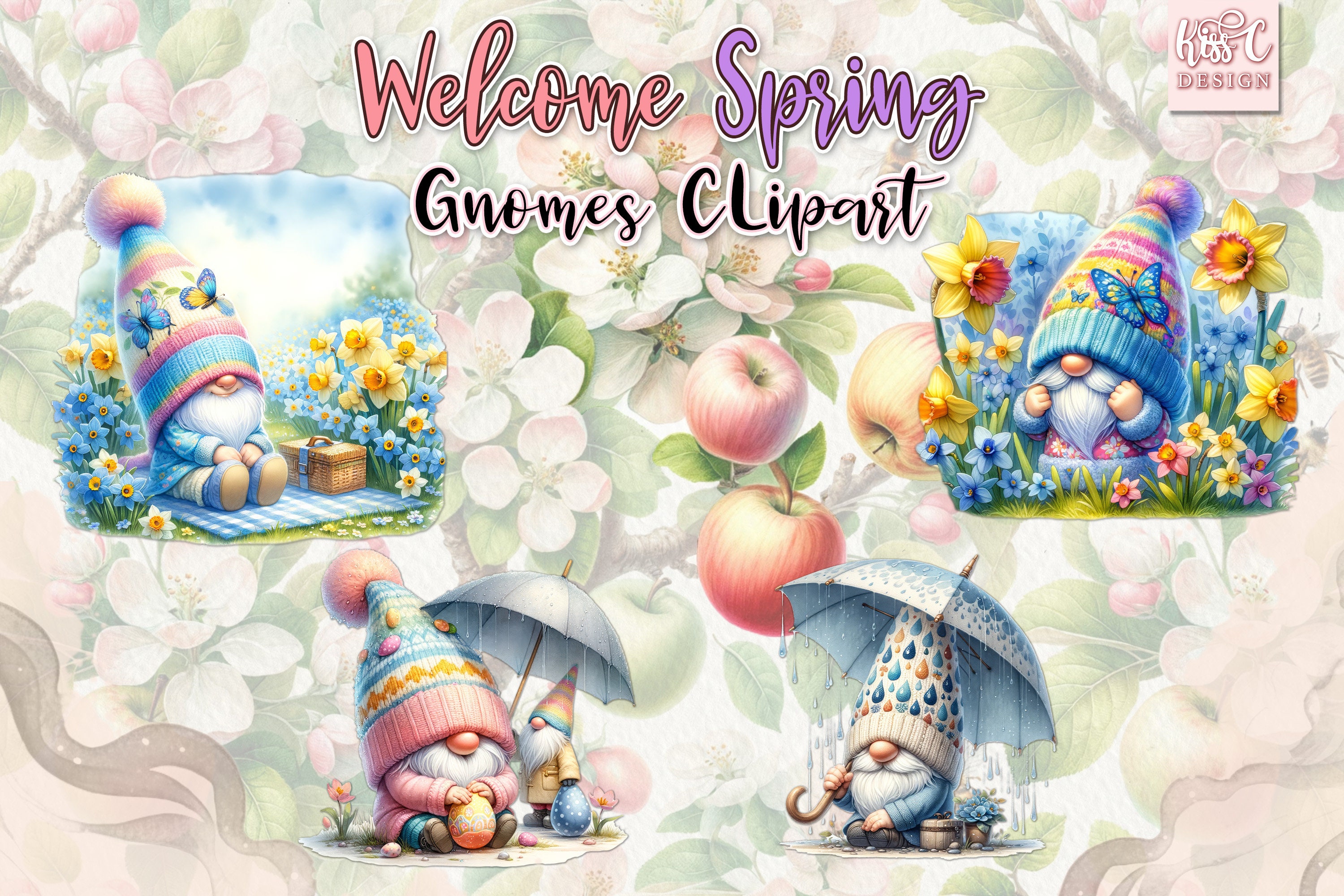 Watercolor Spring Gnomes PNG Clipart. Gnome PNG Bundle. Spring Season ...