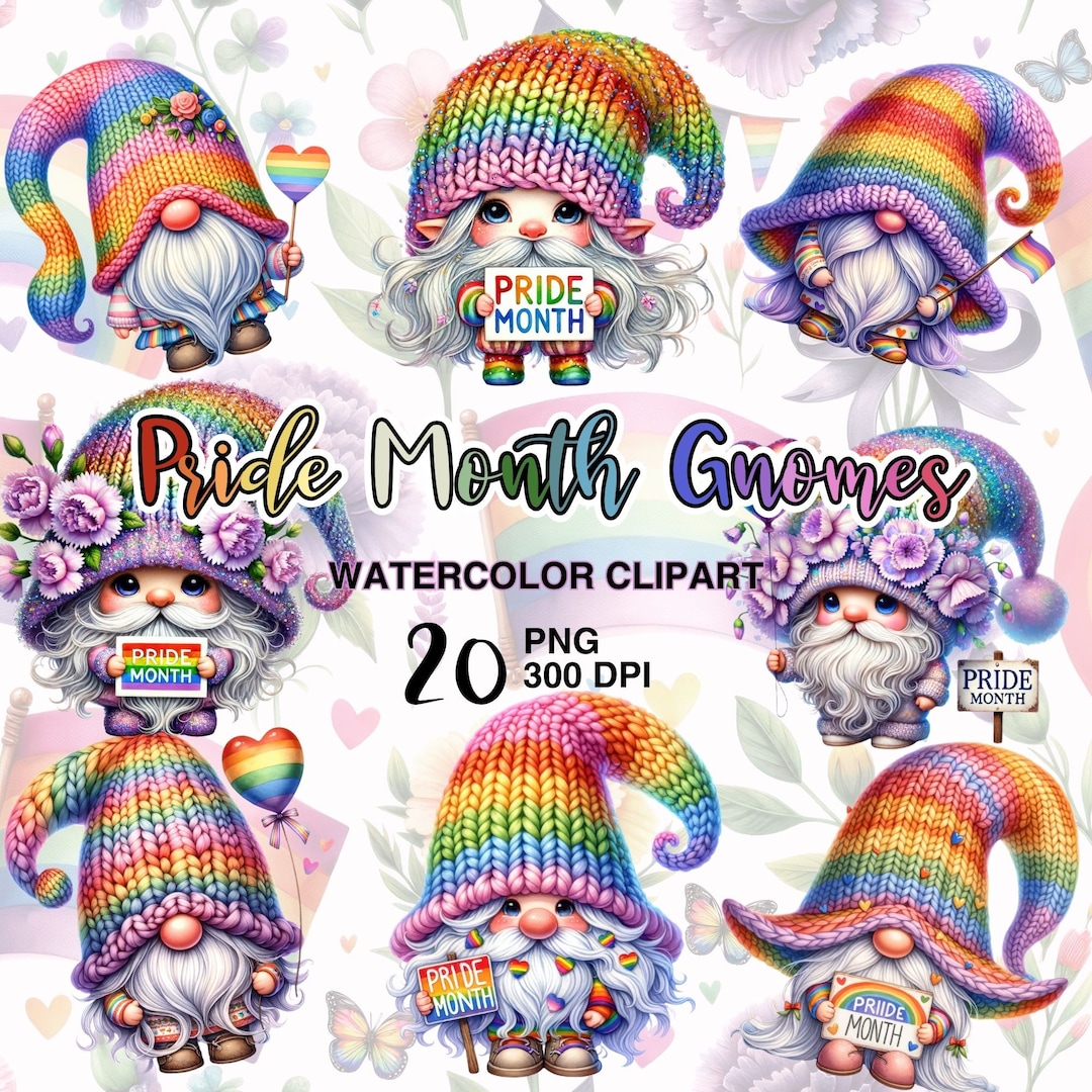 Pride Month Gnome Watercolor Clipart Collection Colorful Celebration ...