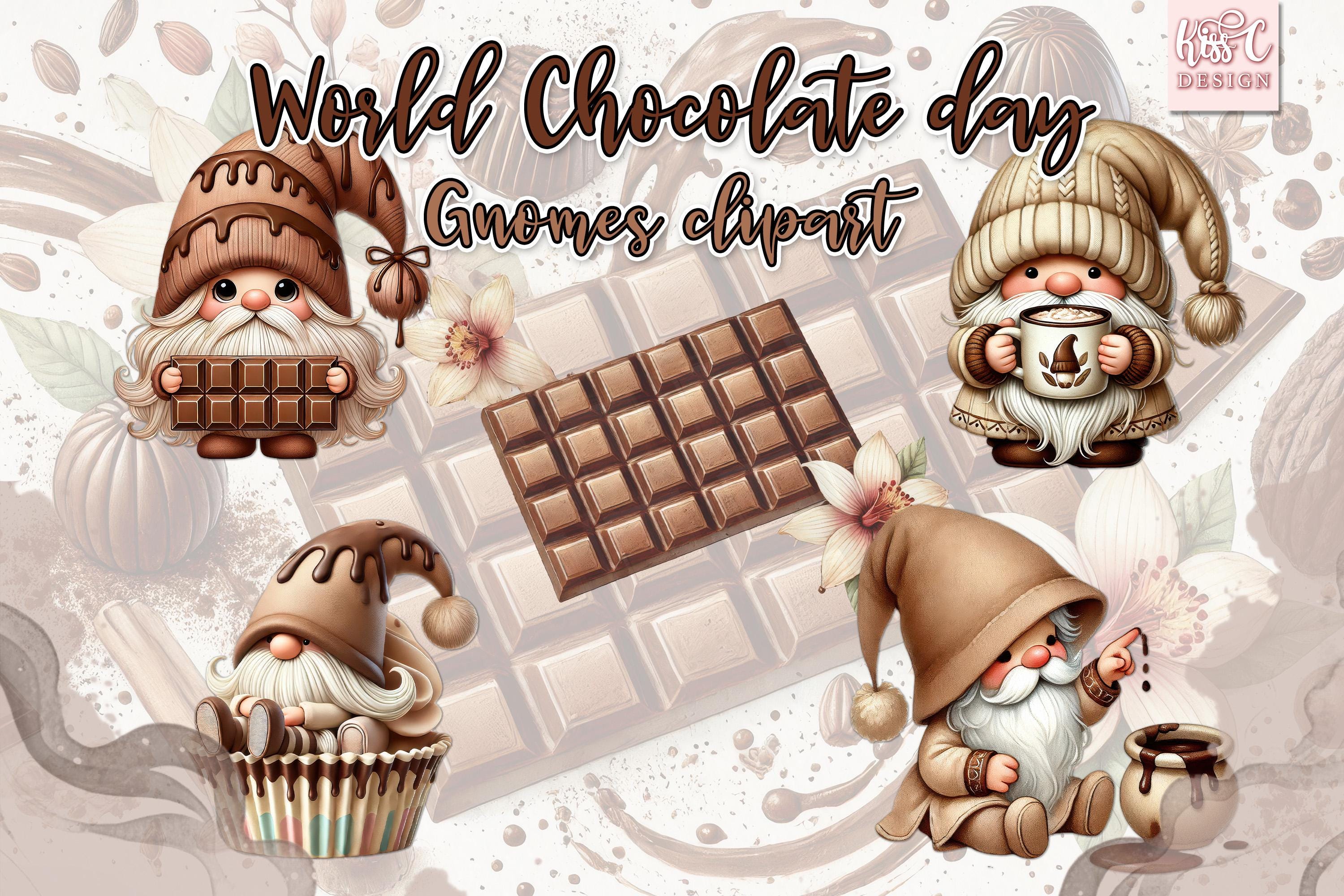 World Chocolate Day Gnomes Watercolor Clipart. 12 Cute Chocolate-themed ...