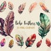 Boho Feathers Watercolor Clipart Collection - Etsy