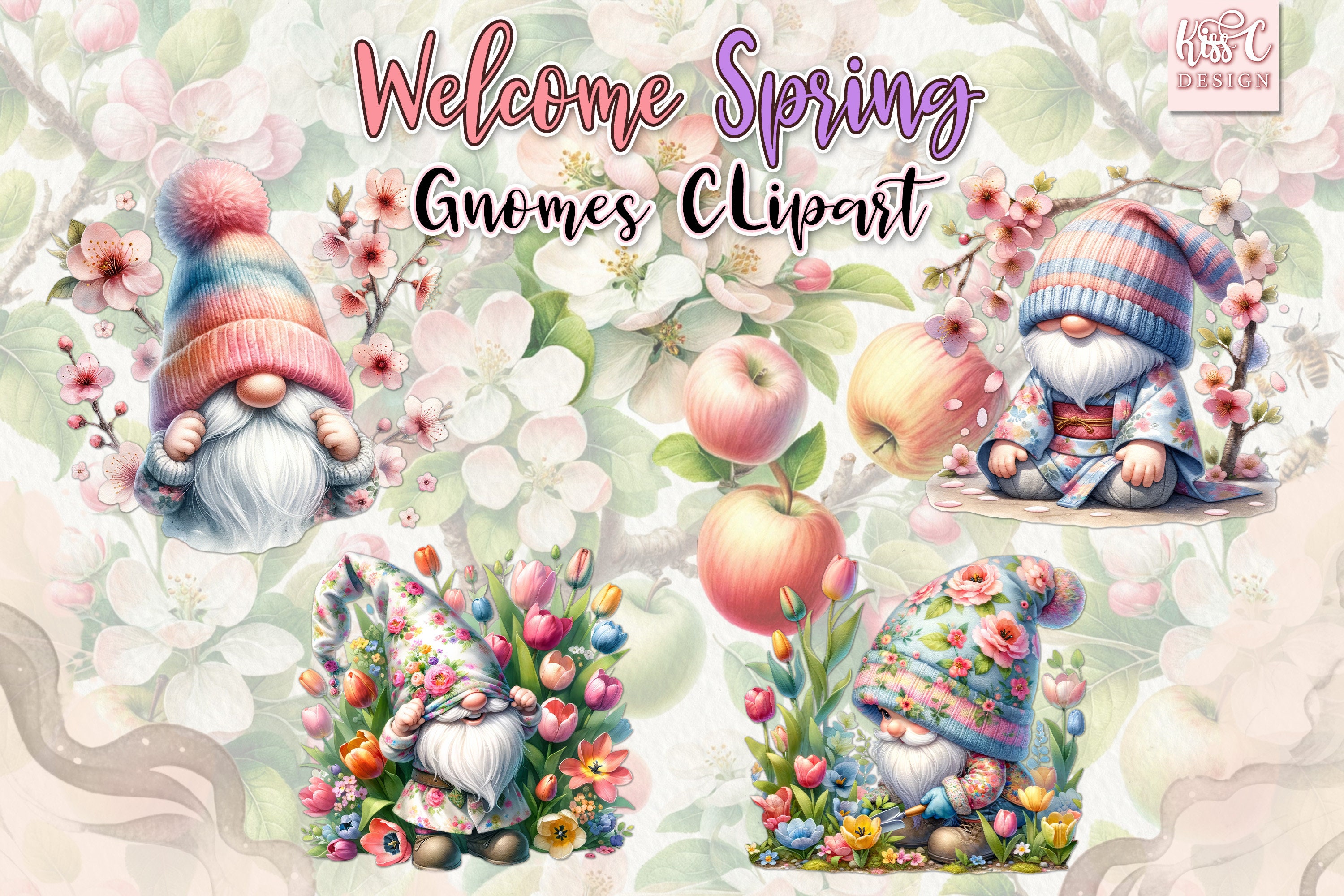 Watercolor Spring Gnomes PNG Clipart. Gnome PNG Bundle. Spring Season ...