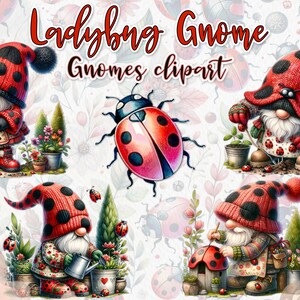 Ladybug Gnomes PNG Clipart. Cute Gnome PNG Bundle. Spring Season ...