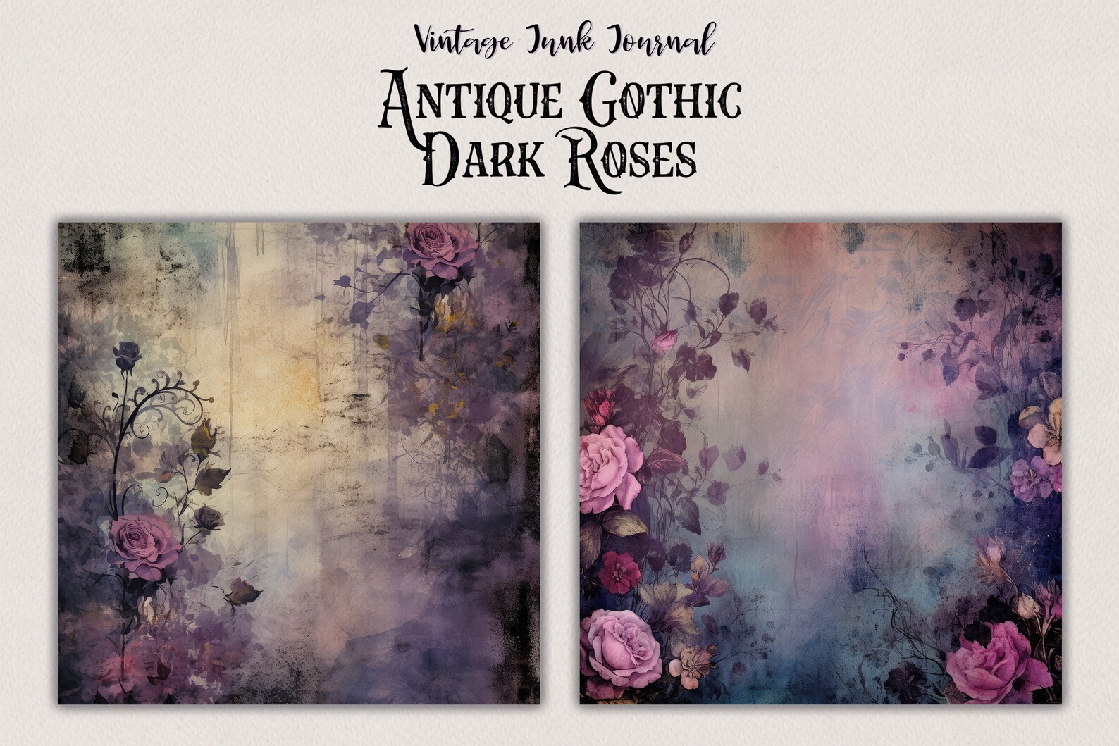Vintage Gothic Rose Digital Paper Collection Dark Antique Backgrounds ...