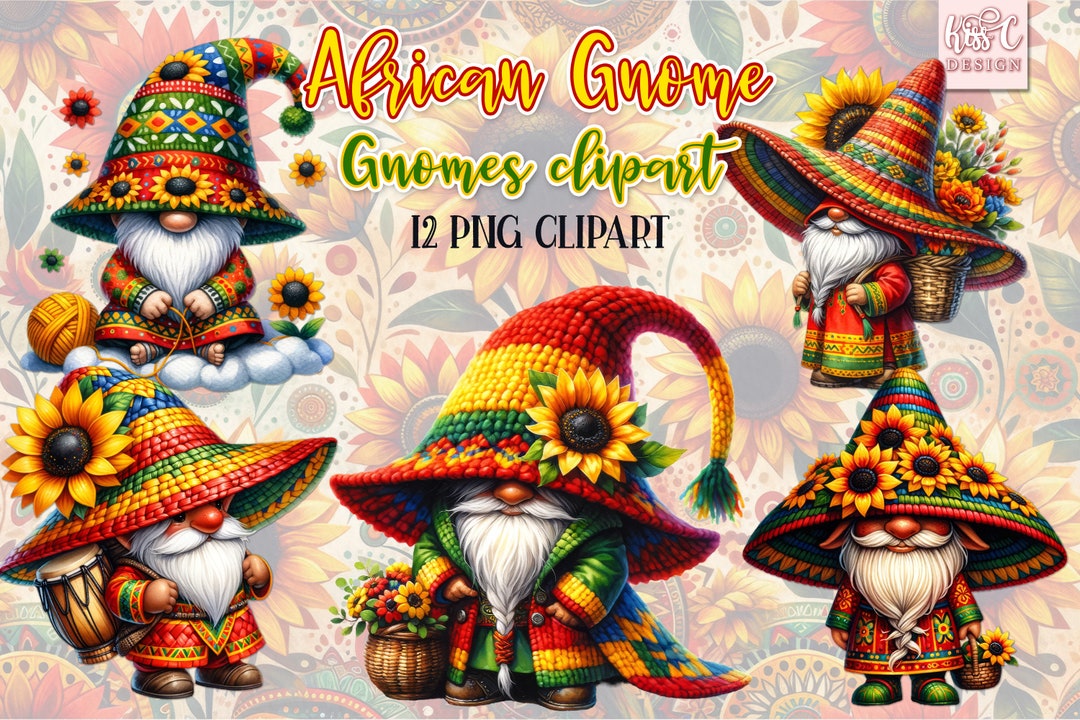 Watercolor African Gnomes PNG Clipart. Printable Black History Month ...