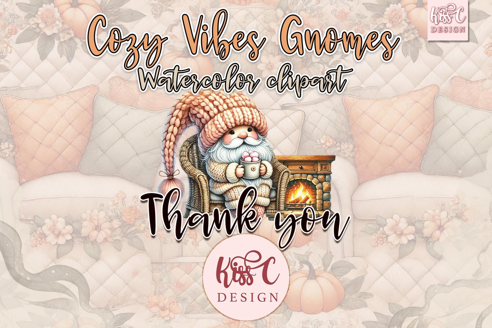 Cozy Vibes Autumn Gnome Watercolor Clipart Collection for Fall Decor ...