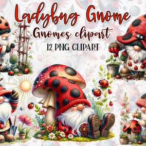 Ladybug Gnomes PNG Clipart. Cute Gnome PNG Bundle. Spring Season ...