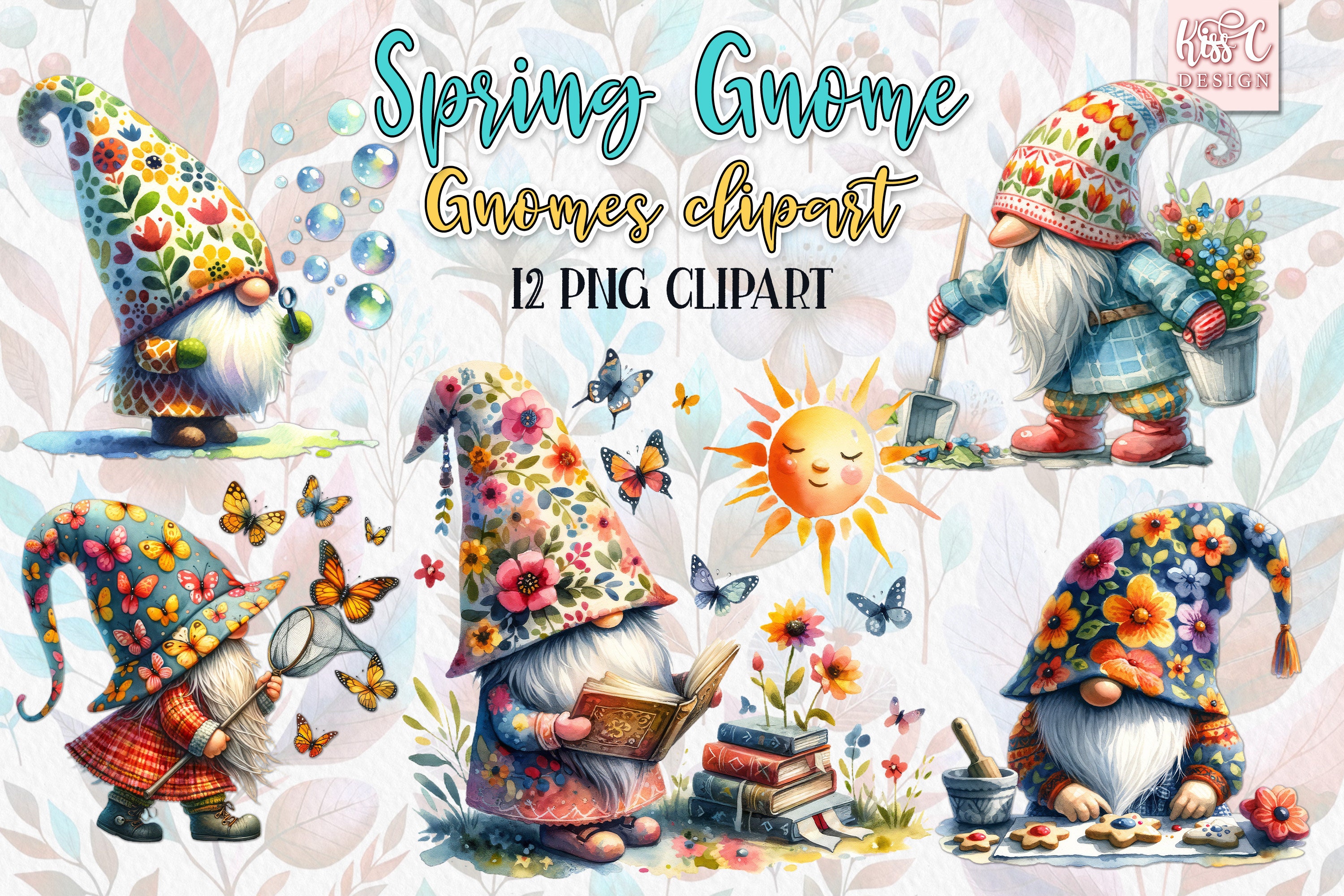 Happy Spring Gnomes PNG Clipart. Scandinavian Gnome PNG Bundle. Spring ...