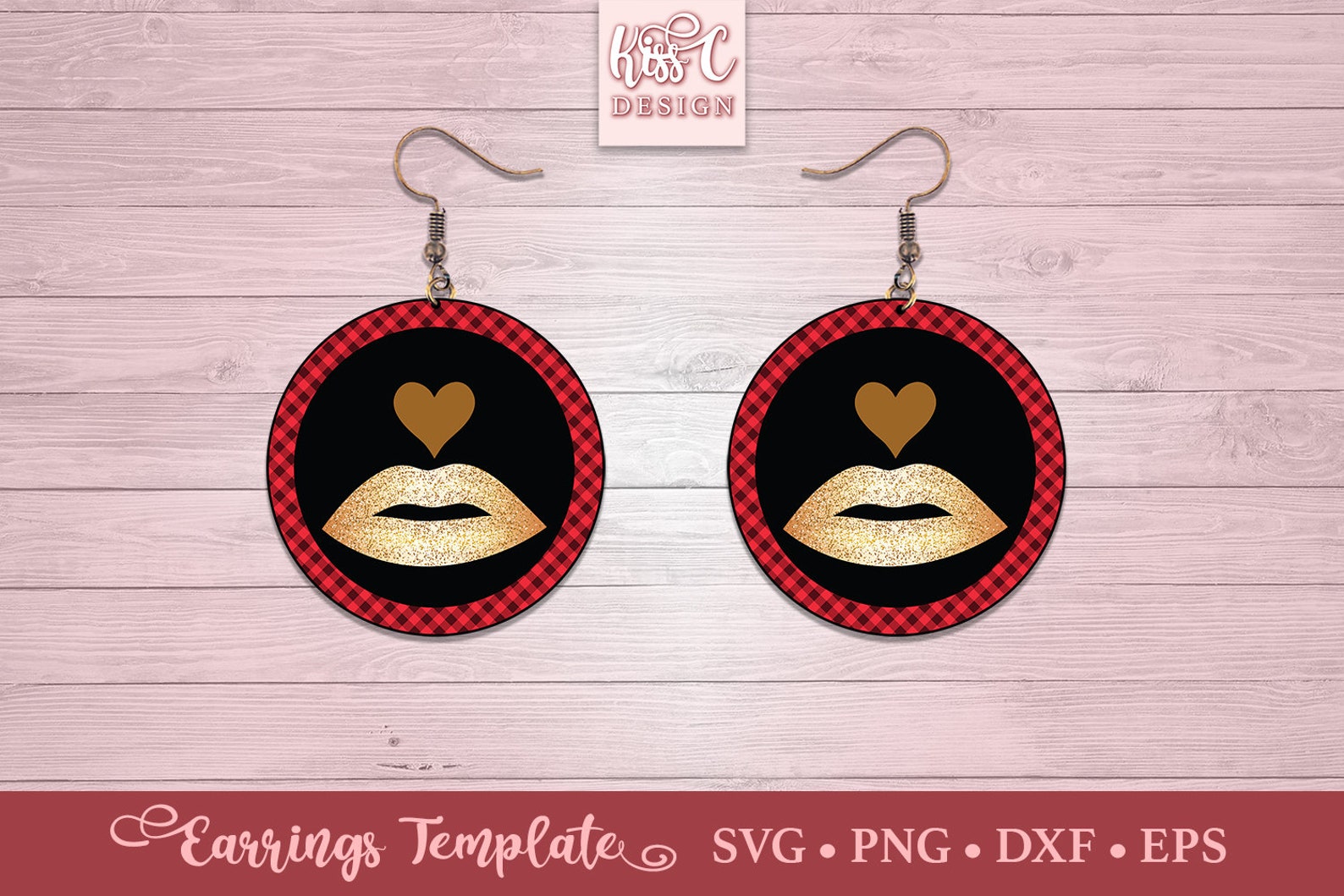 Orecchini Modello File SVG per Cricut Cuore labbra dorate con | Etsy