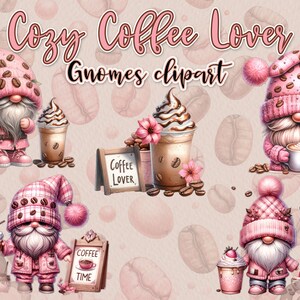 Watercolor Cozy Coffee Lover Gnomes Collection. Coffee Gnome PNG Bundle ...