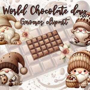 World Chocolate Day Gnomes Watercolor Clipart. 12 Cute Chocolate-themed ...
