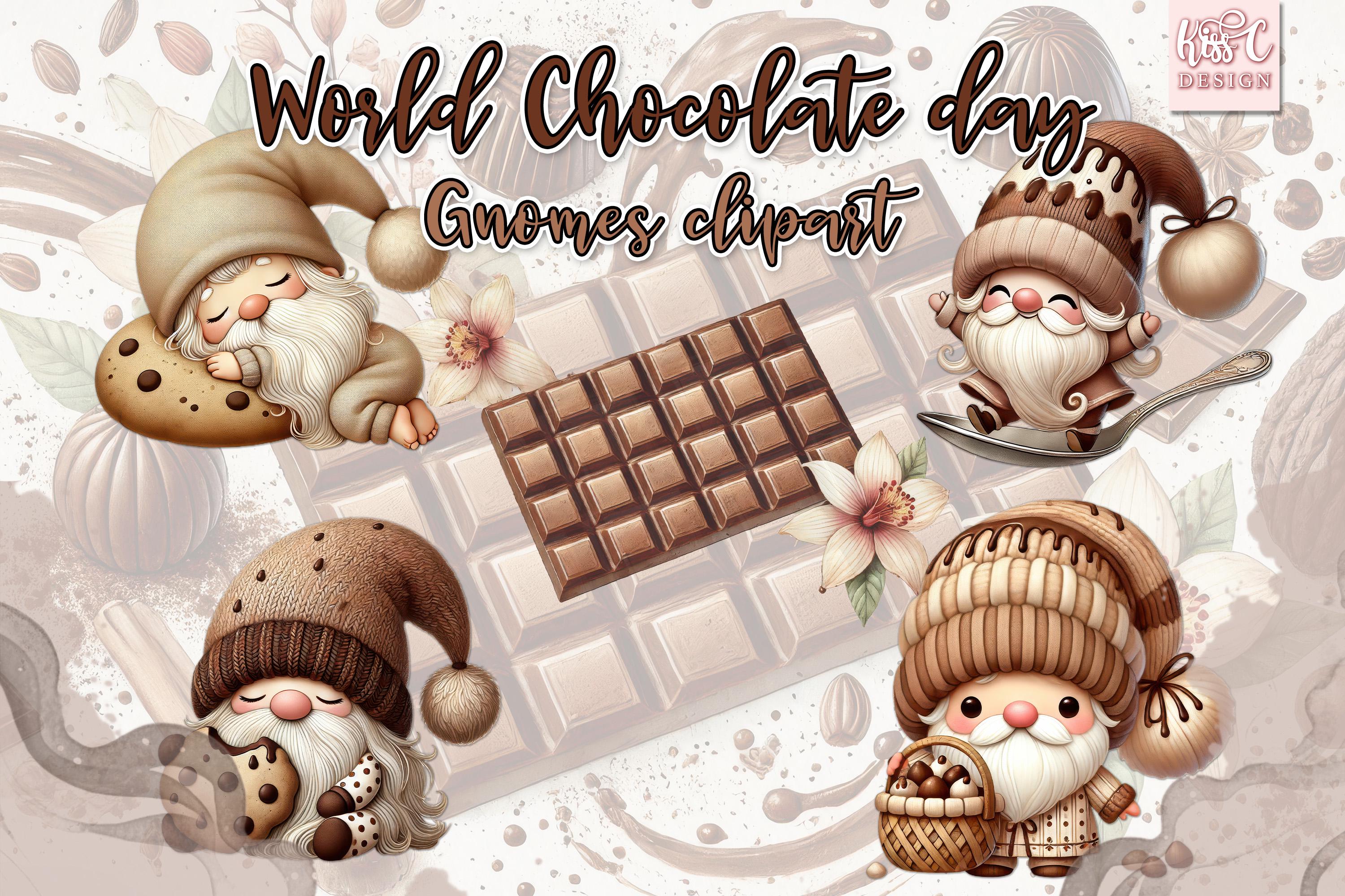 World Chocolate Day Gnomes Watercolor Clipart. 12 Cute Chocolate-themed ...