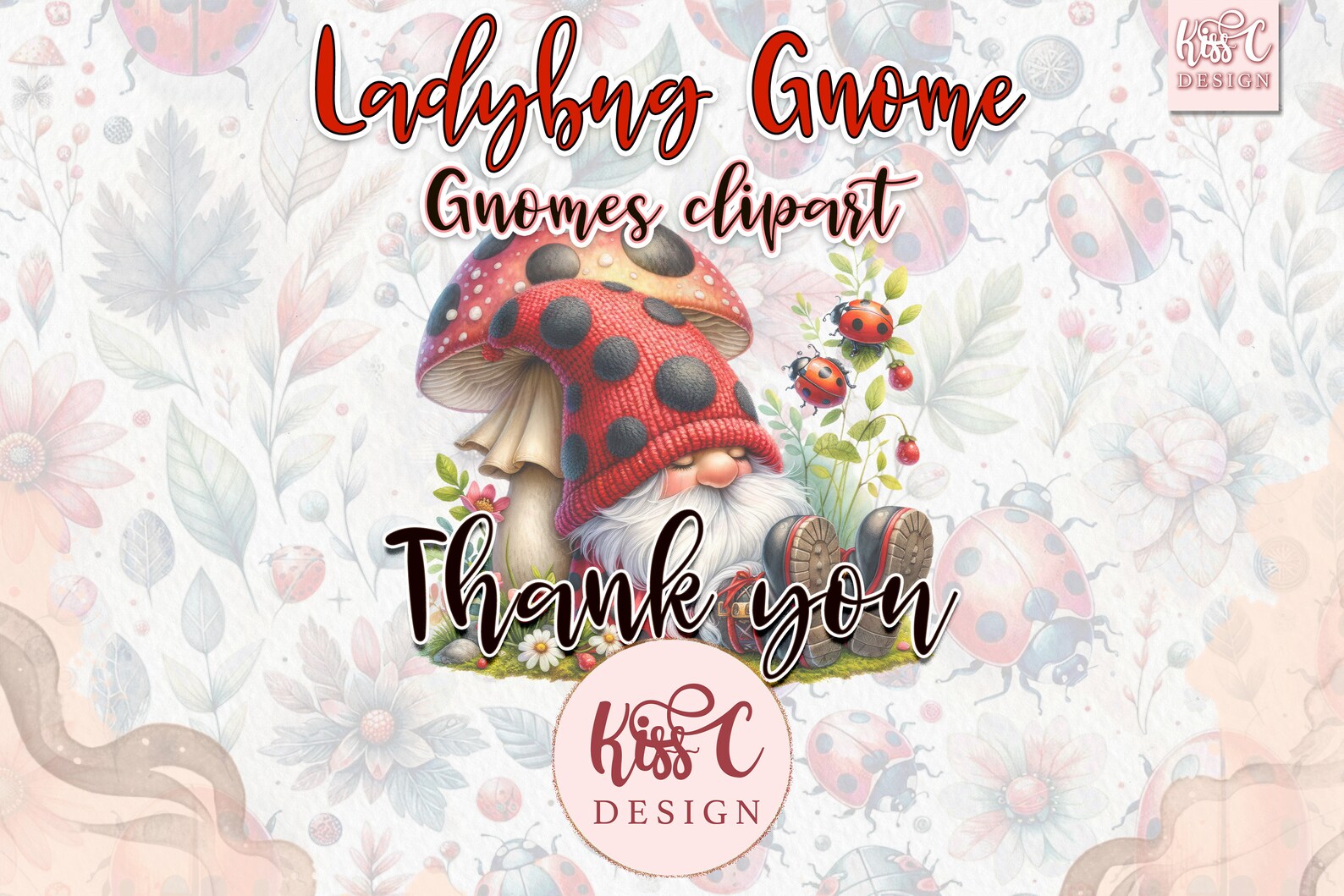Ladybug Gnomes PNG Clipart. Cute Gnome PNG Bundle. Spring Season ...