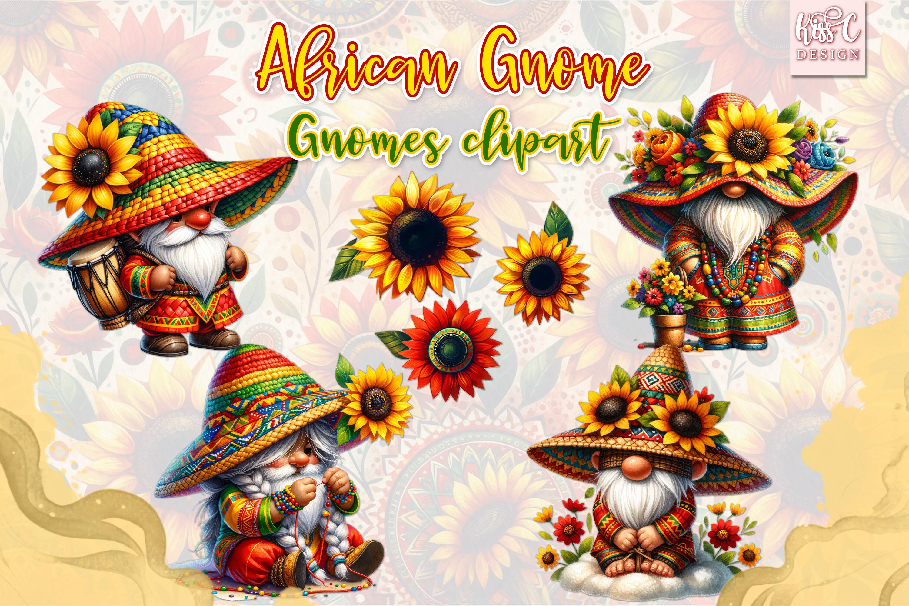 Watercolor African Gnomes PNG Clipart. Printable Black History Month ...