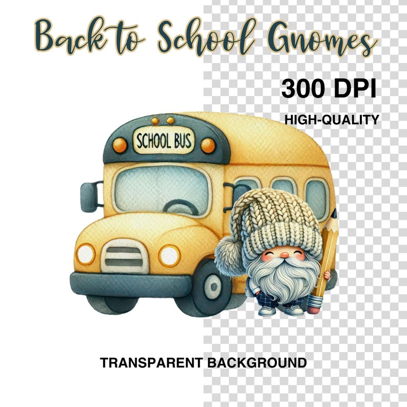 Back to School Gnome Watercolor Clipart Set (PNG) - Etsy