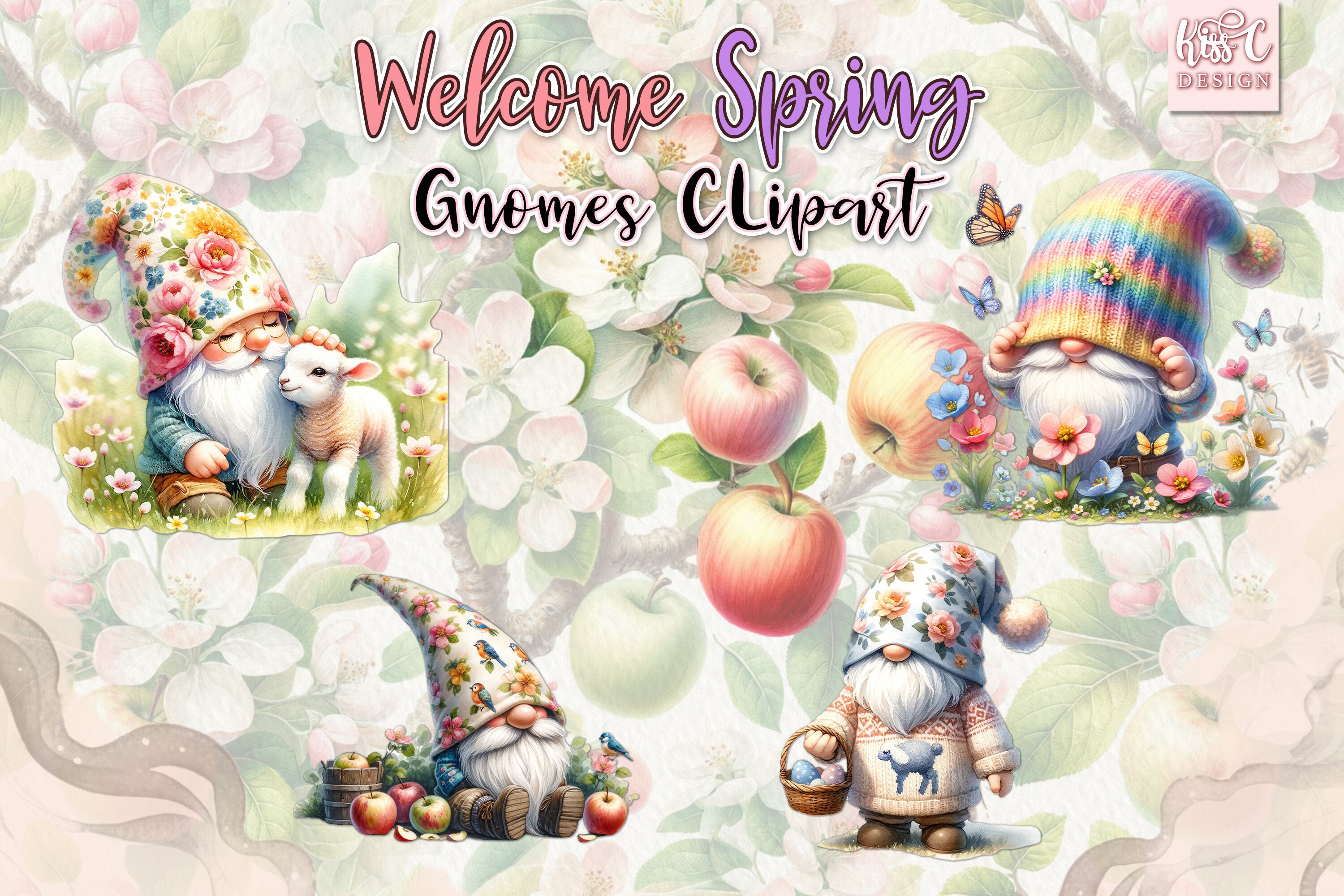 Watercolor Spring Gnomes PNG Clipart. Gnome PNG Bundle. Spring Season ...