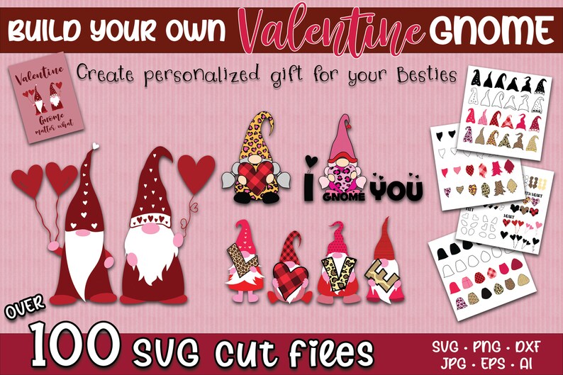 Valentine Gnomes SVG Bundle | Valentine Svg Bundle | Make Your Own ...