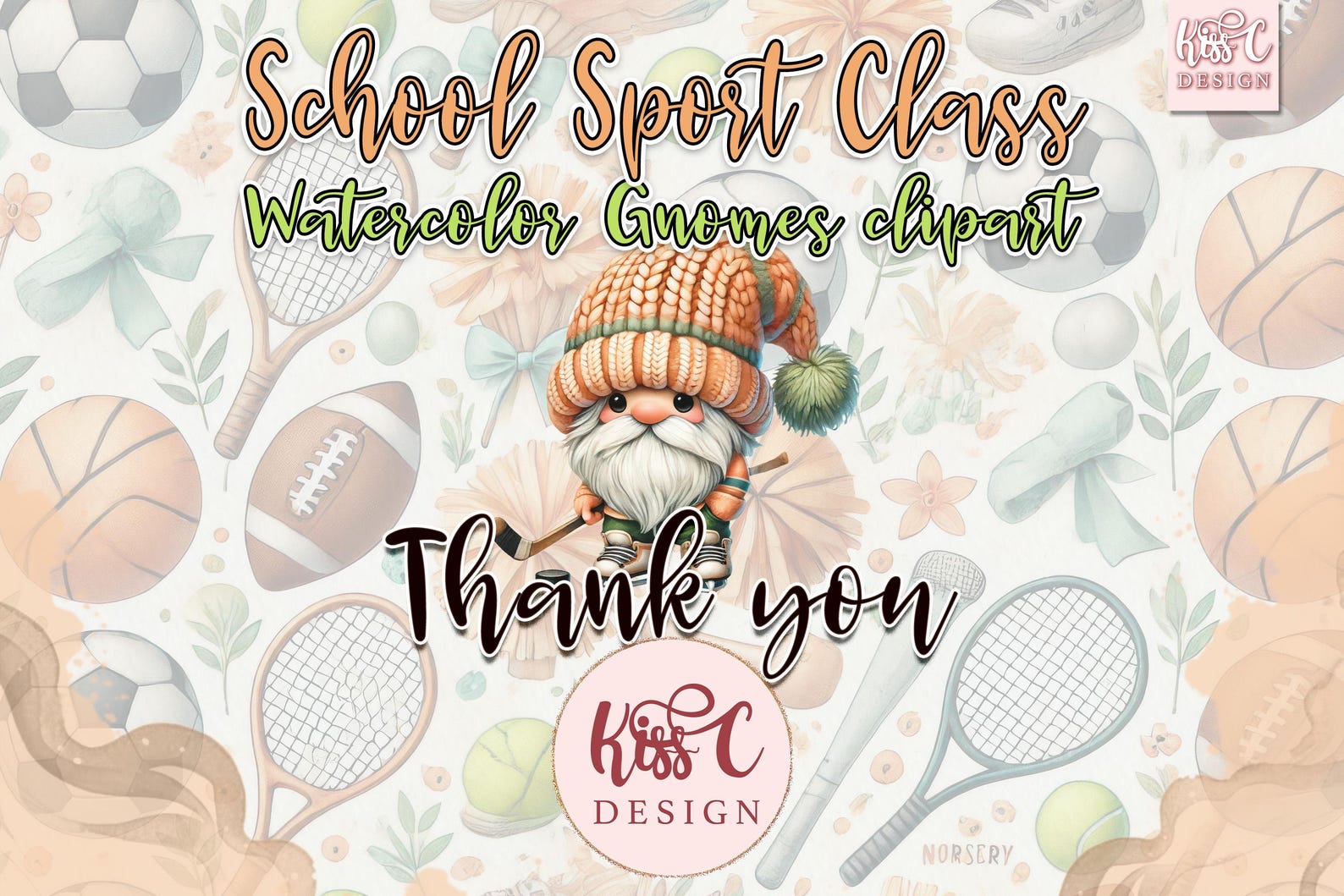 Watercolor Back to School Sporty Gnomes Clipart. 12 Gym Class Gnomes ...