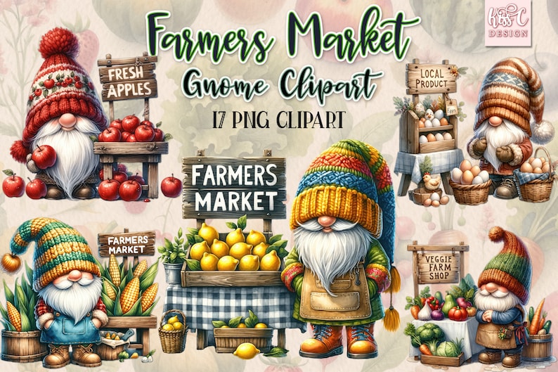 Farmers Market Gnomes Clipart. Spring Season PNG Sublimation Design for ...