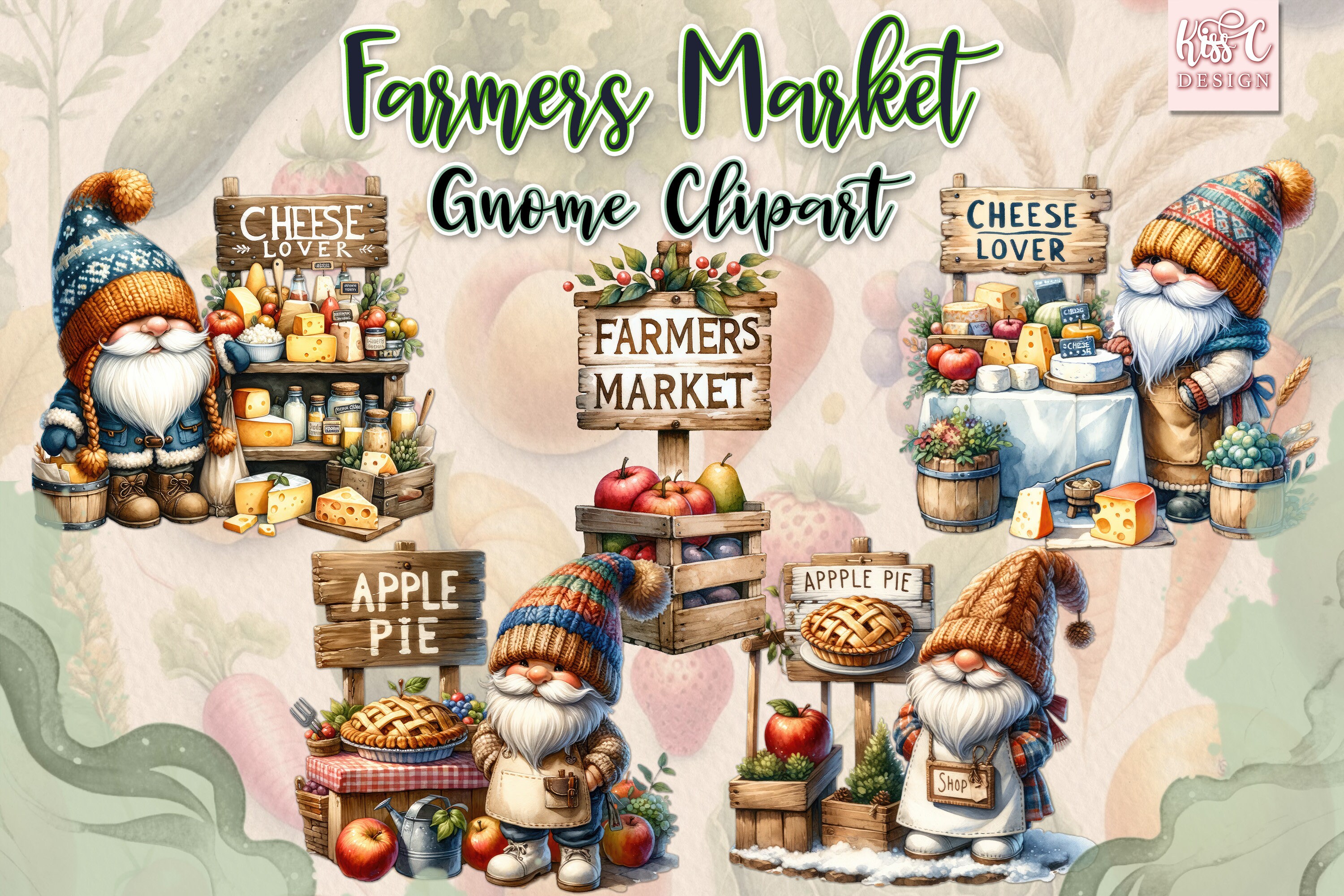 Farmers Market Gnomes Clipart. Spring Season PNG Sublimation Design for ...